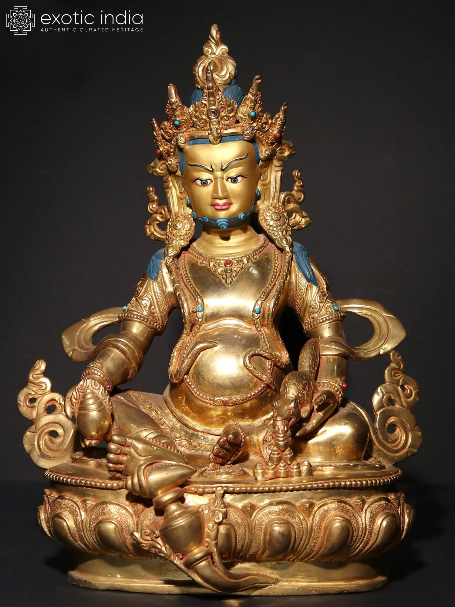 Tibetan Buddhist Deity Kubera - Copper Statue from Nepal - Copper ...