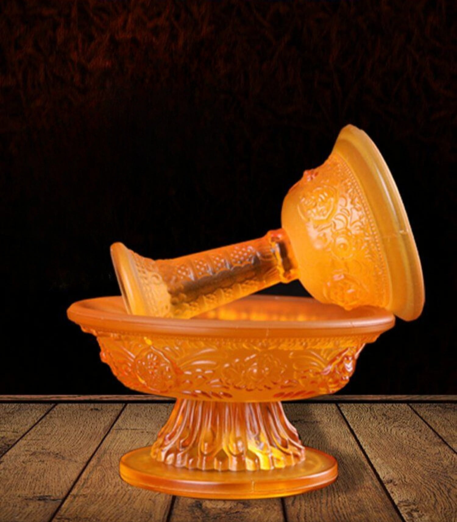 Tibetan Buddhist Water Glazed Protector Cup Ritual Supply Offering ...