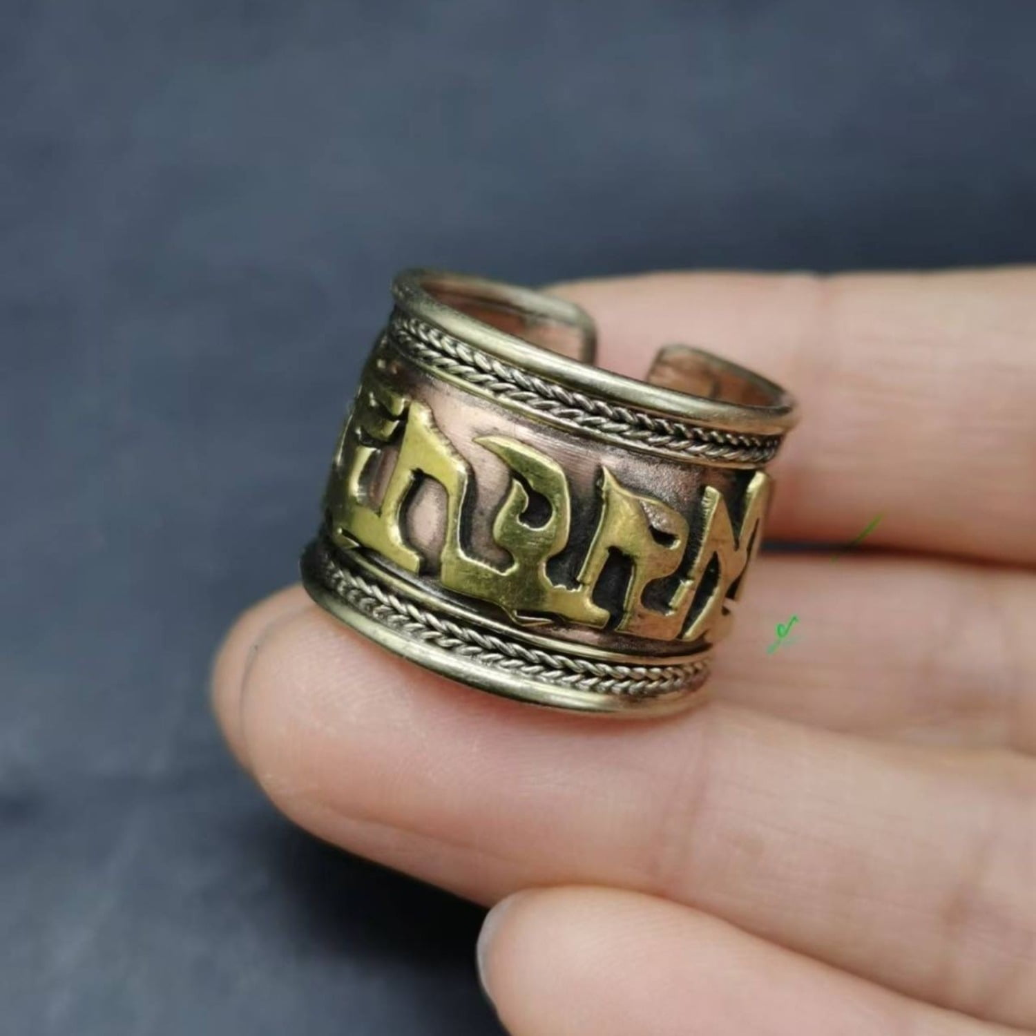 Tibetan Copper Dharma Ring Adjustable Unisex Buddhist Ritual Jewelry ...