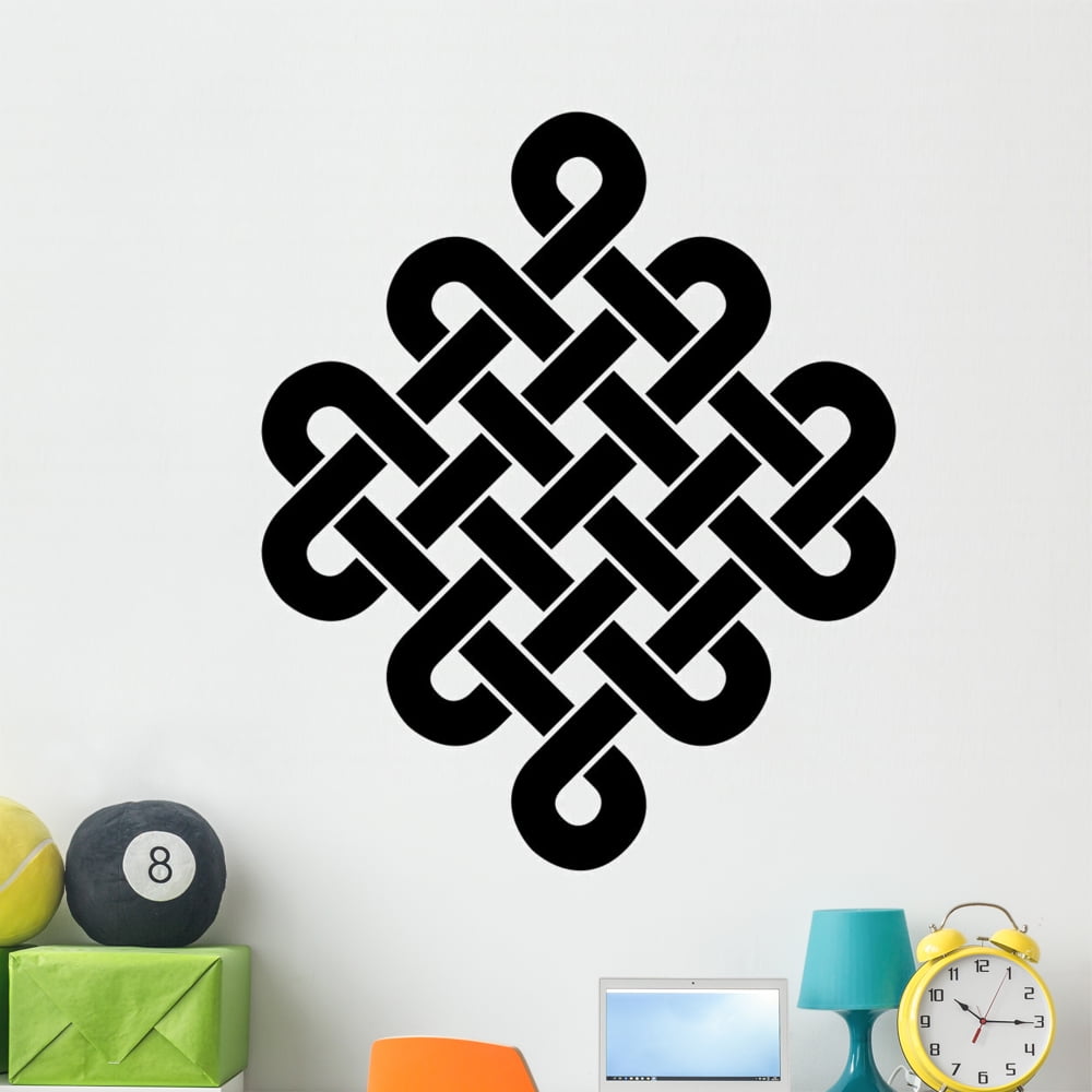 Tibetan Endless Knot Black Wall Decal by Wallmonkeys Peel and Stick ...