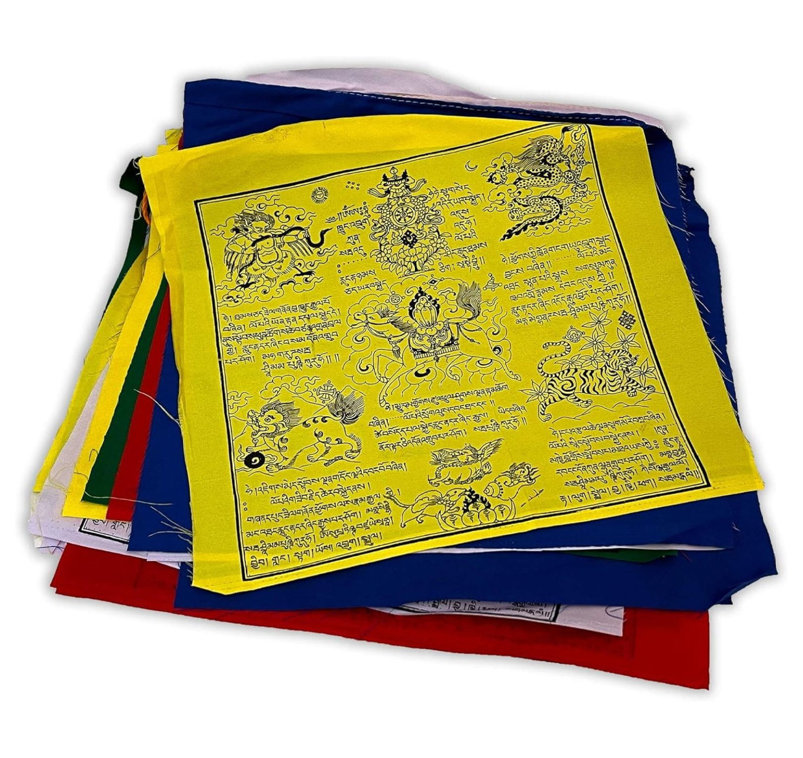Tibetan Extra Large Wind Horse Prayer Flags 27 Feet Long. Five Tibetan ...