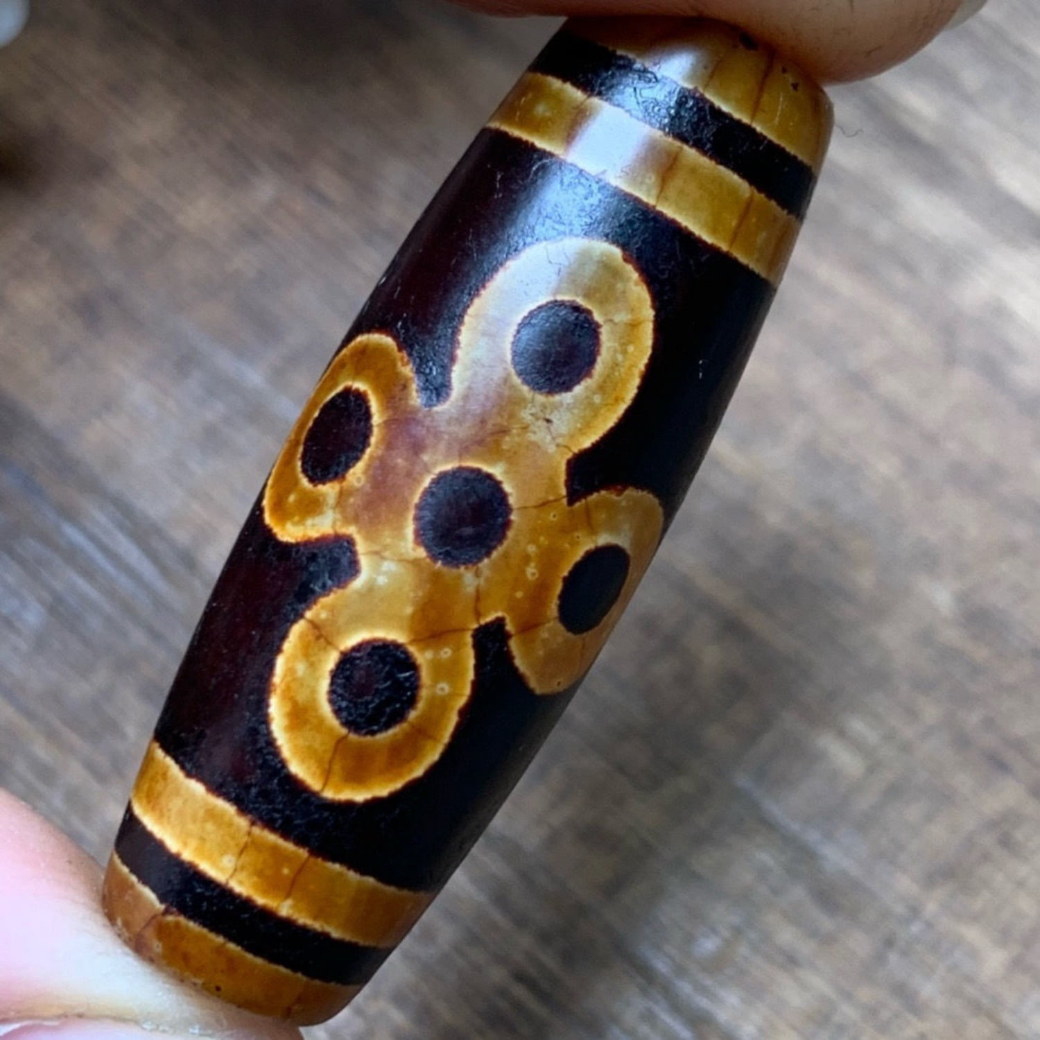 Tibetan Five Eye Lightning Dzi Bead Pendant Necklace Patina Style ...