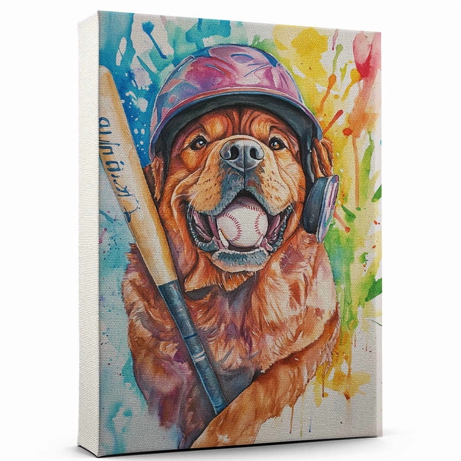 Tibetan Mastiff Dog Canvas – Baseball Canvas Print of Funny Tibetan ...