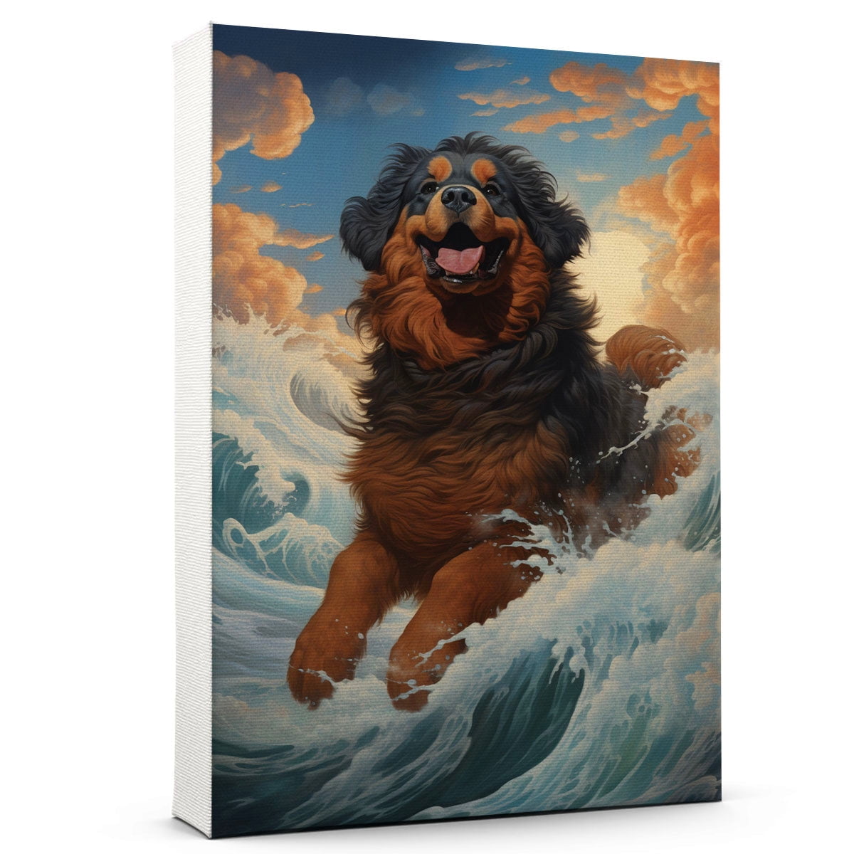 Tibetan Mastiff Dog With Great Wave Japanese Wall Art poster paintings ...