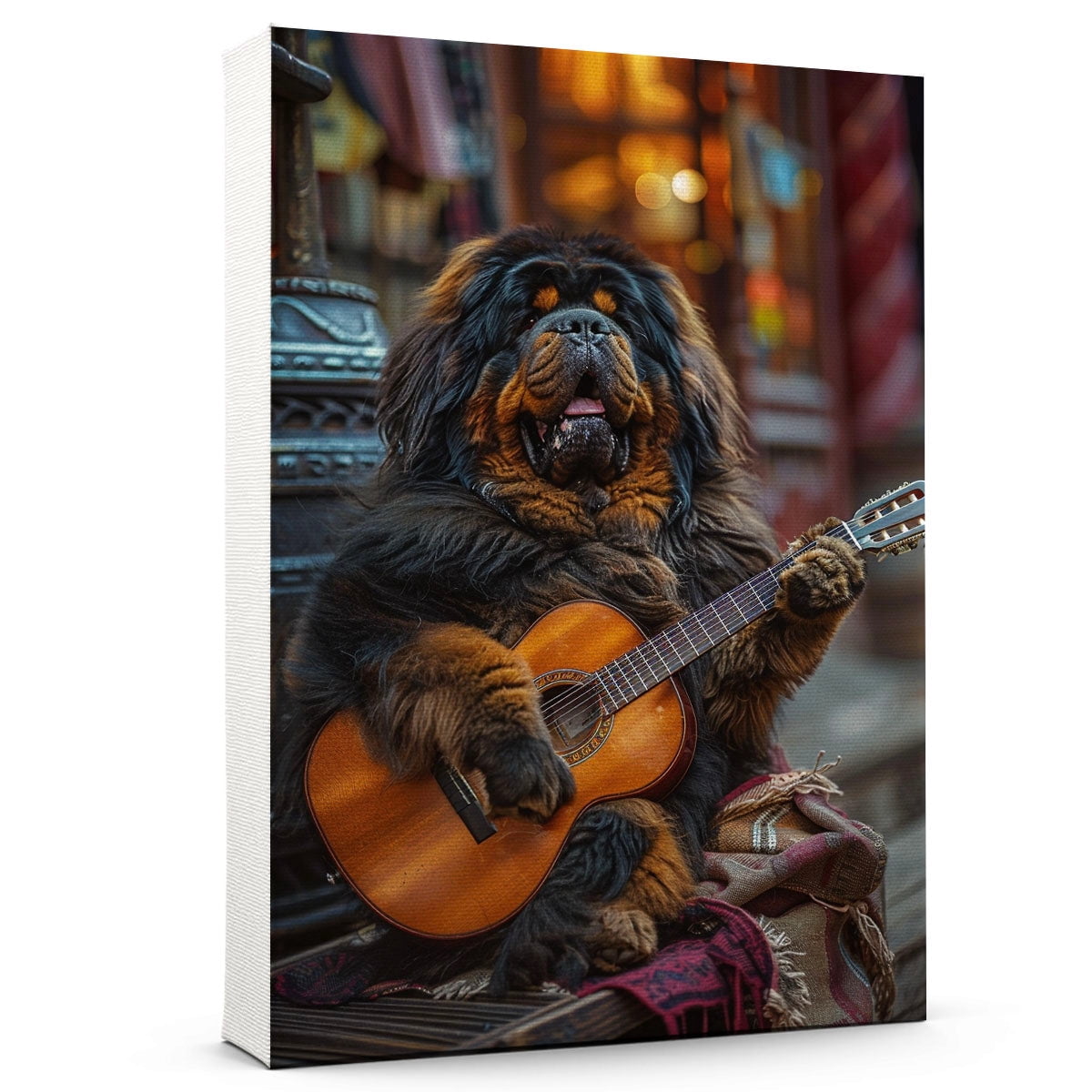 Tibetan Mastiff Dog and Guitar Picture Poster Unframe, Tibetan Mastiff ...