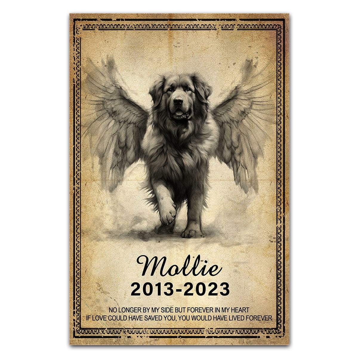 Tibetan Mastiff Dog Memorial Poster/Framed Canvas Prints, Personalized ...