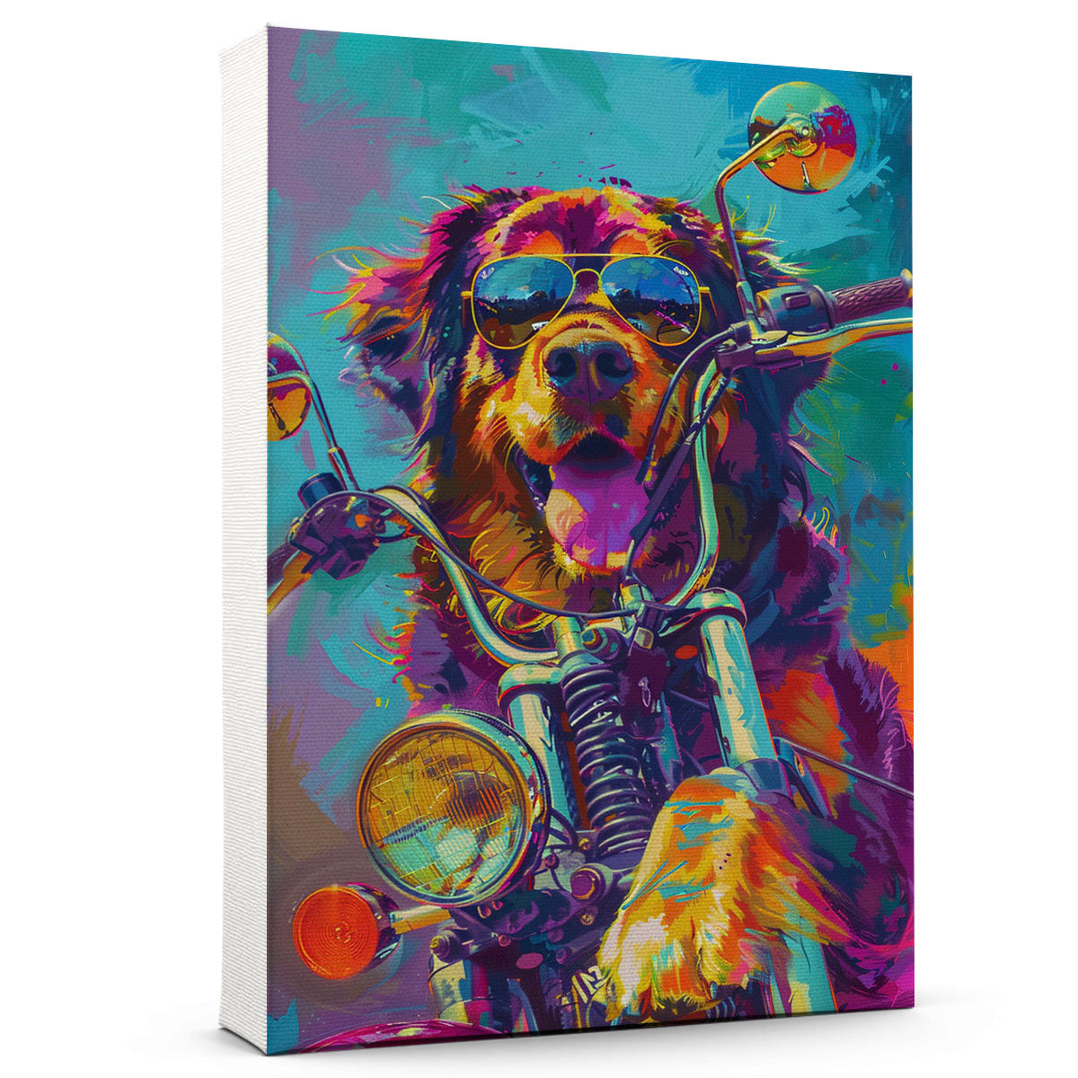 Tibetan Mastiff Dog Riding a motorcycle Poster Unframe, Tibetan Mastiff ...