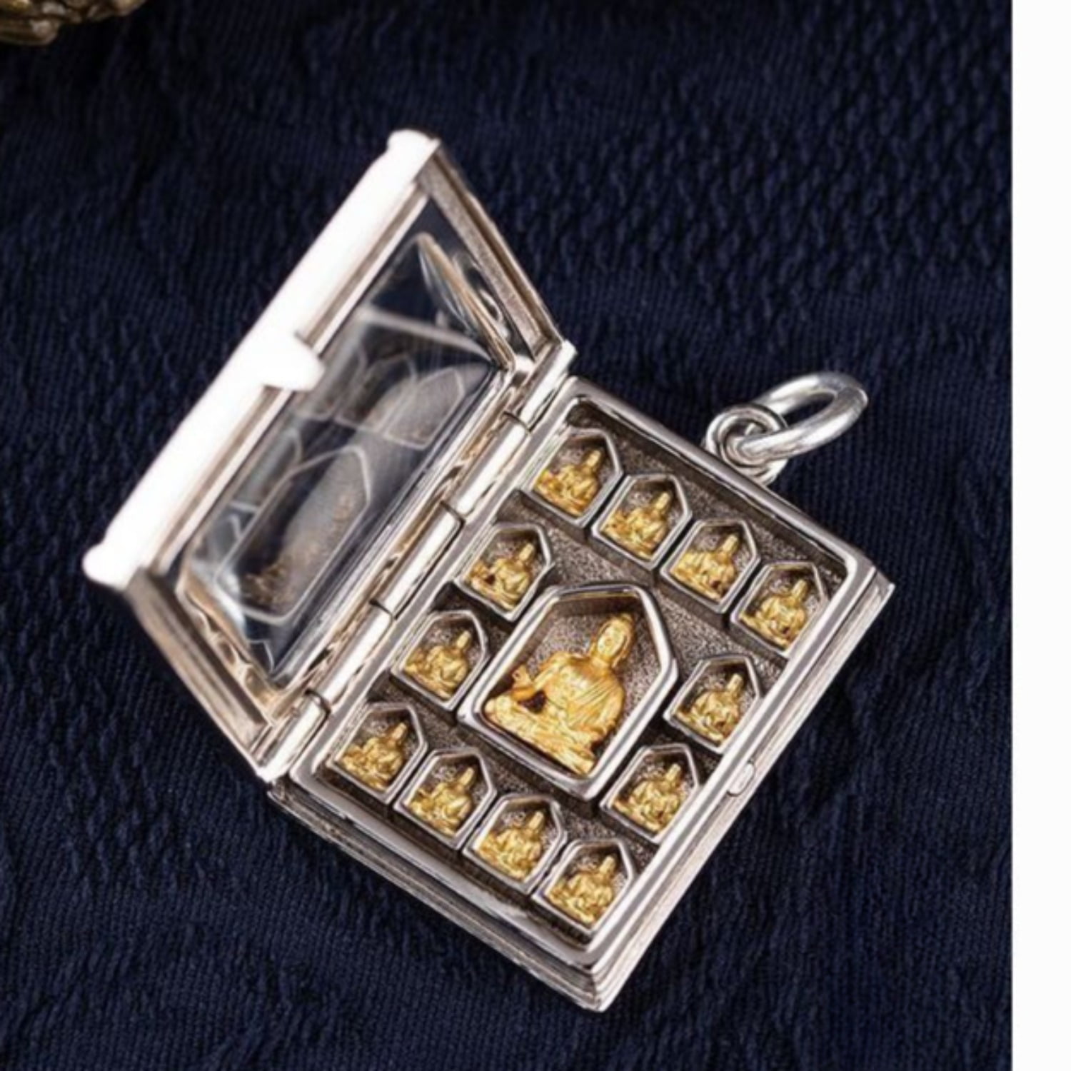 Tibetan Medicine Buddha Pendant Small Scene Amulet with Black Rope ...