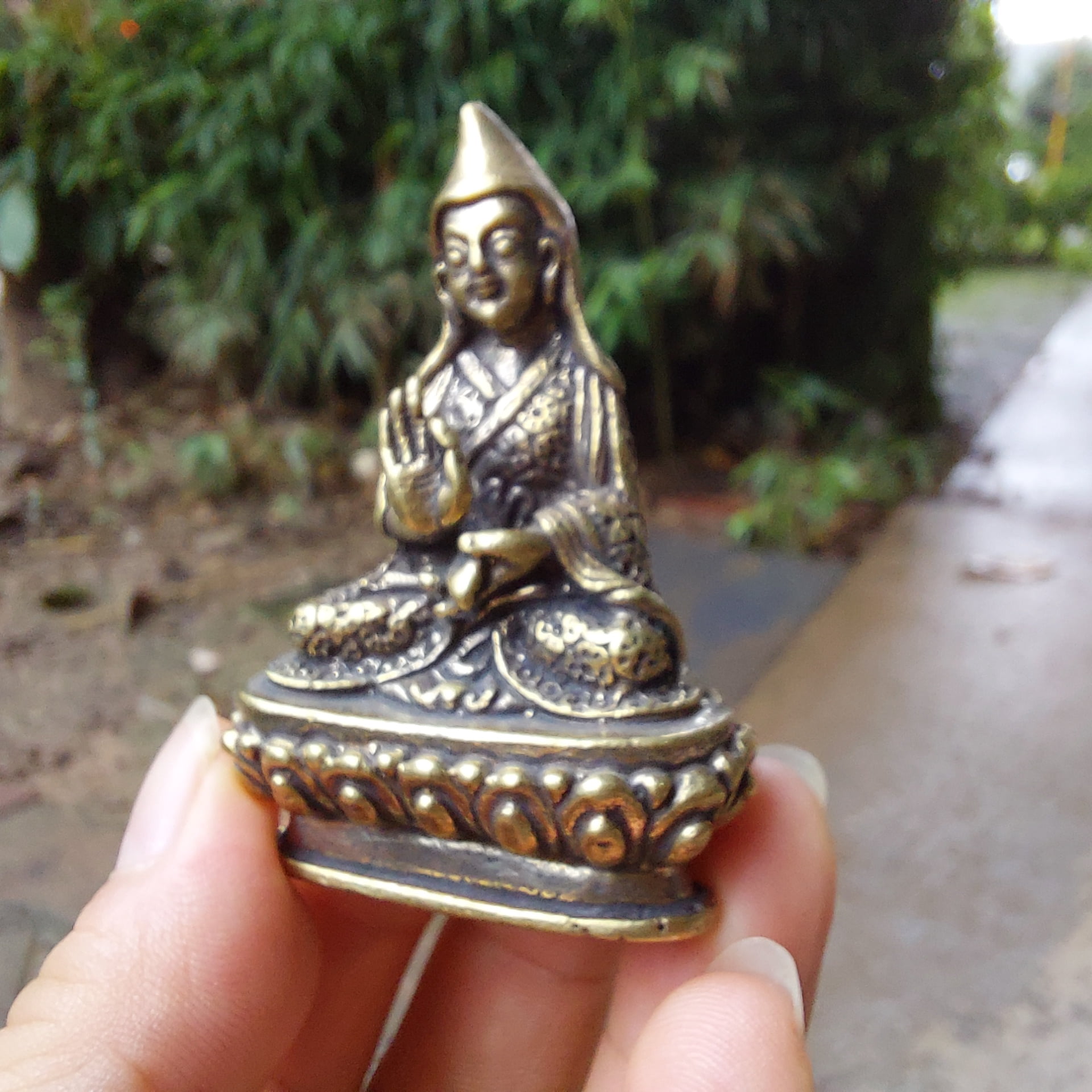Tibetan Nepal Tantra Brass Small buddha statue Master Tsongkhapa ...