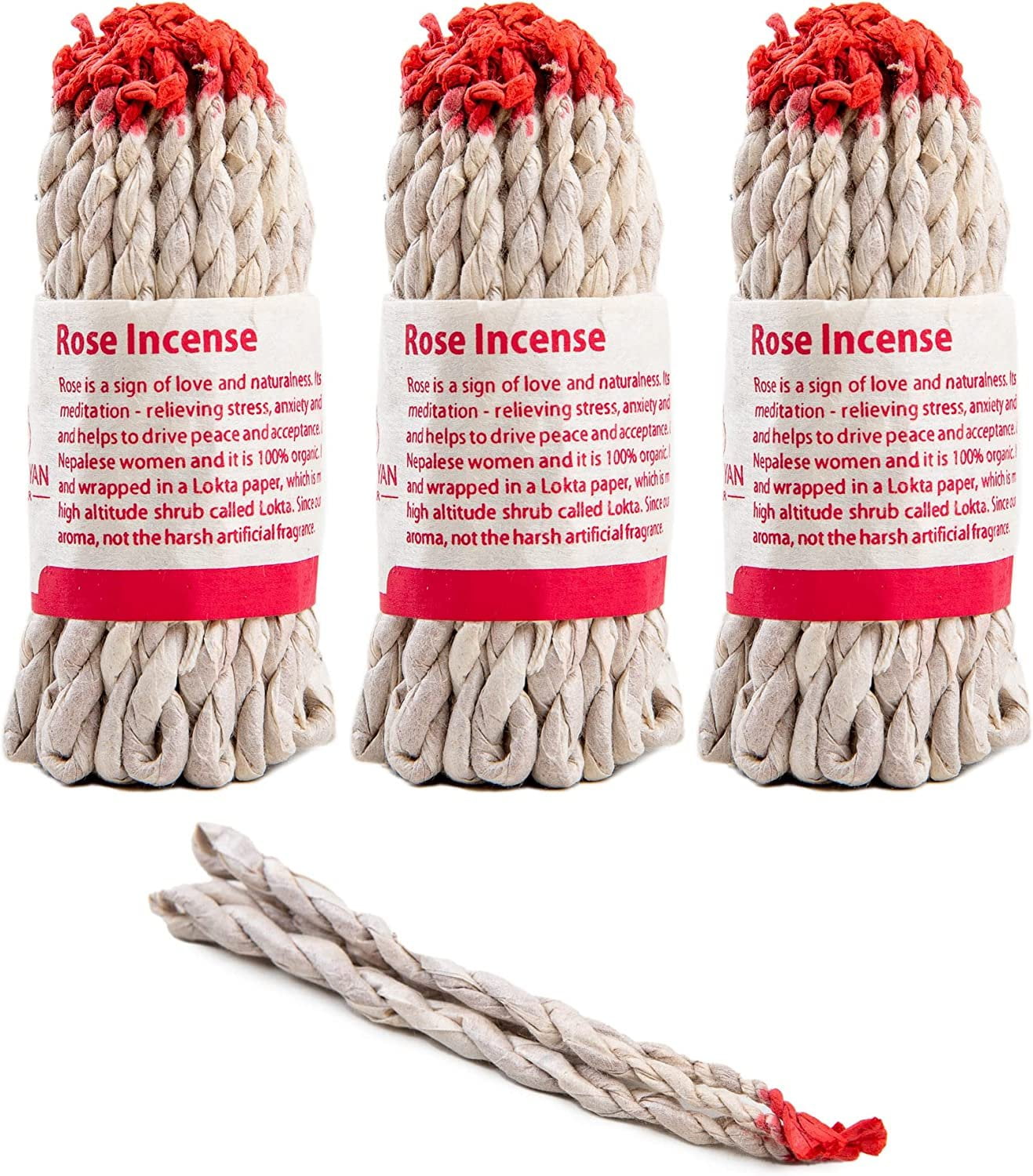 Tibetan Organic Handmade Rope Incense - Made in Nepal - Rose - 3 ...