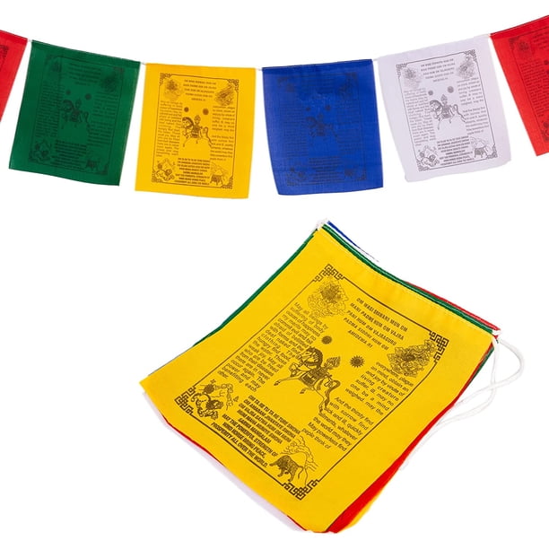 Tibetan Prayer Flags English - Handprinted in Nepal Wind Horse Cotton ...