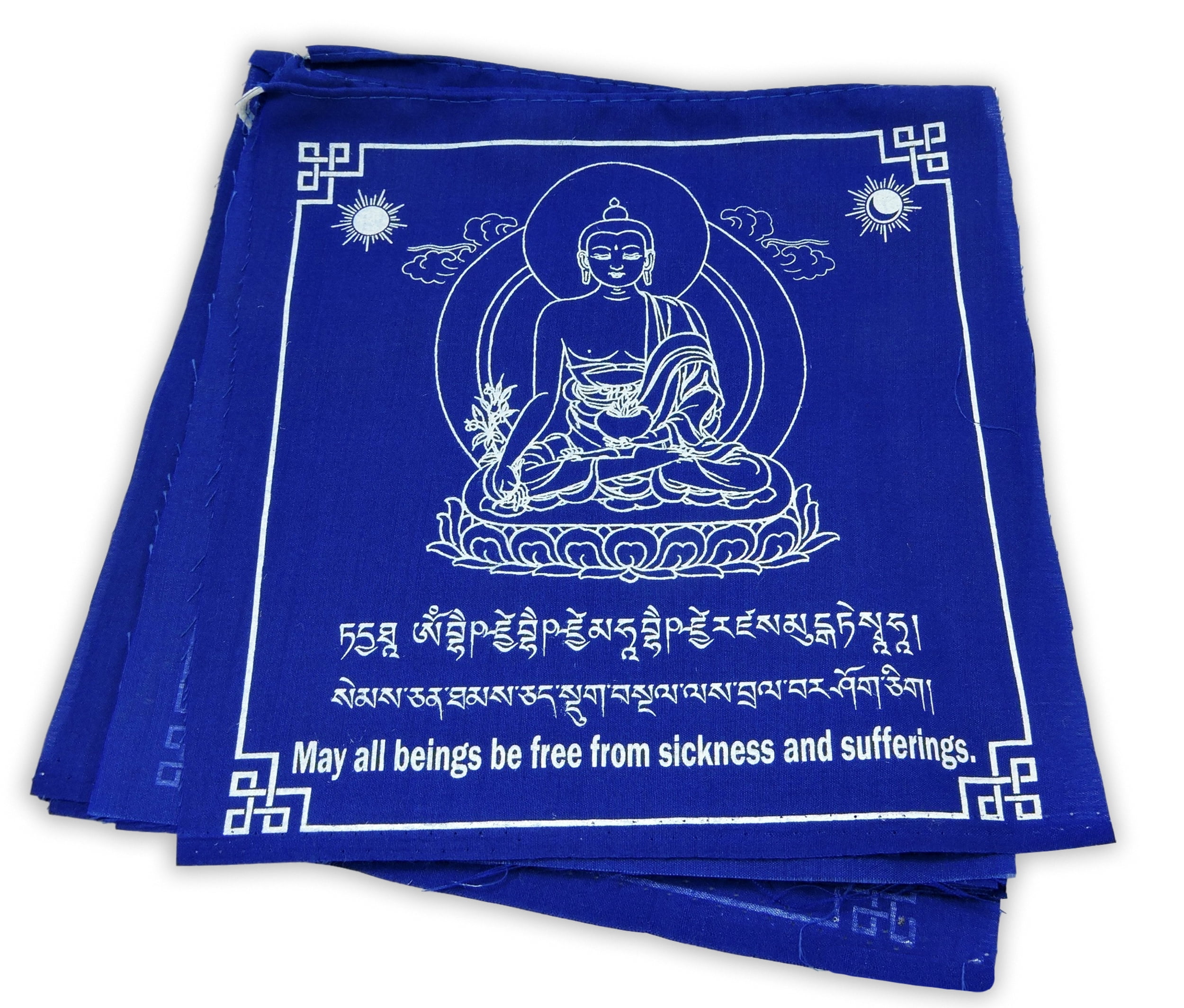 Tibetan Prayer Flags Large Solid Blue Color Medicine Buddha Healing ...