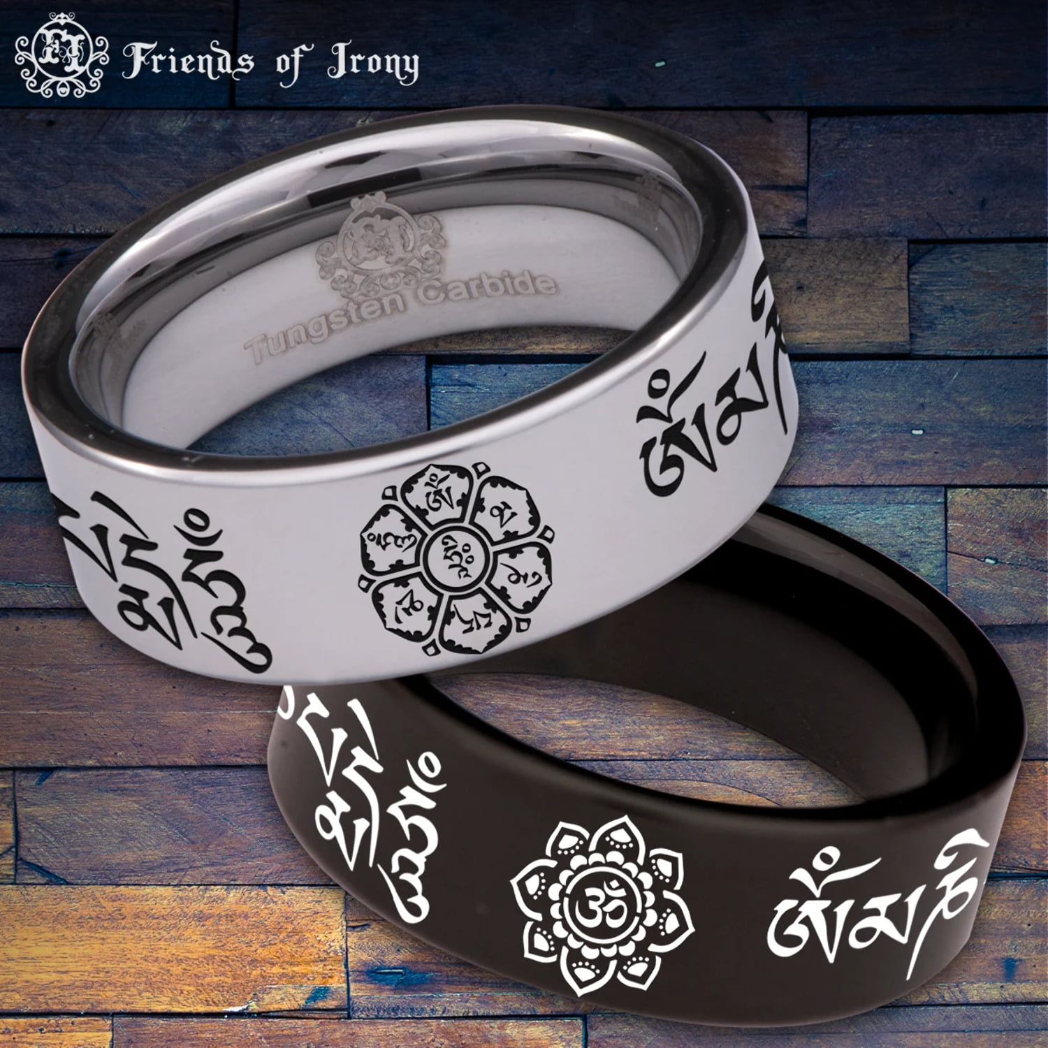 Tibetan Prayer Tungsten Carbide Ring - Walmart.com