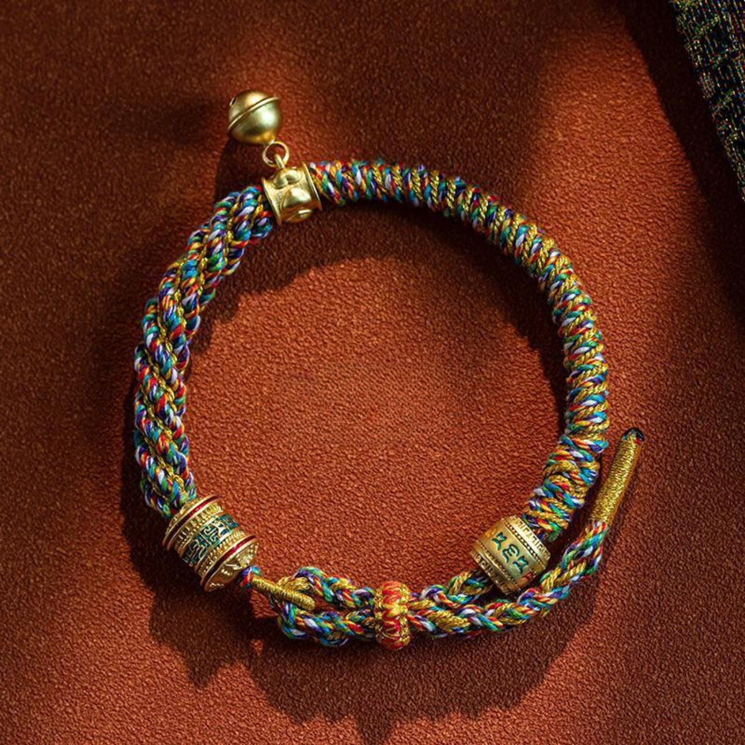 Tibetan Red String Lucky Knot Bracelet Six Word Mantra Woven Cord ...