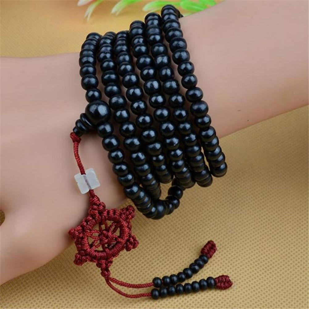 Tibetan Sandalwood Buddhist Buddha 216 Prayer Beads Necklace Balck ...