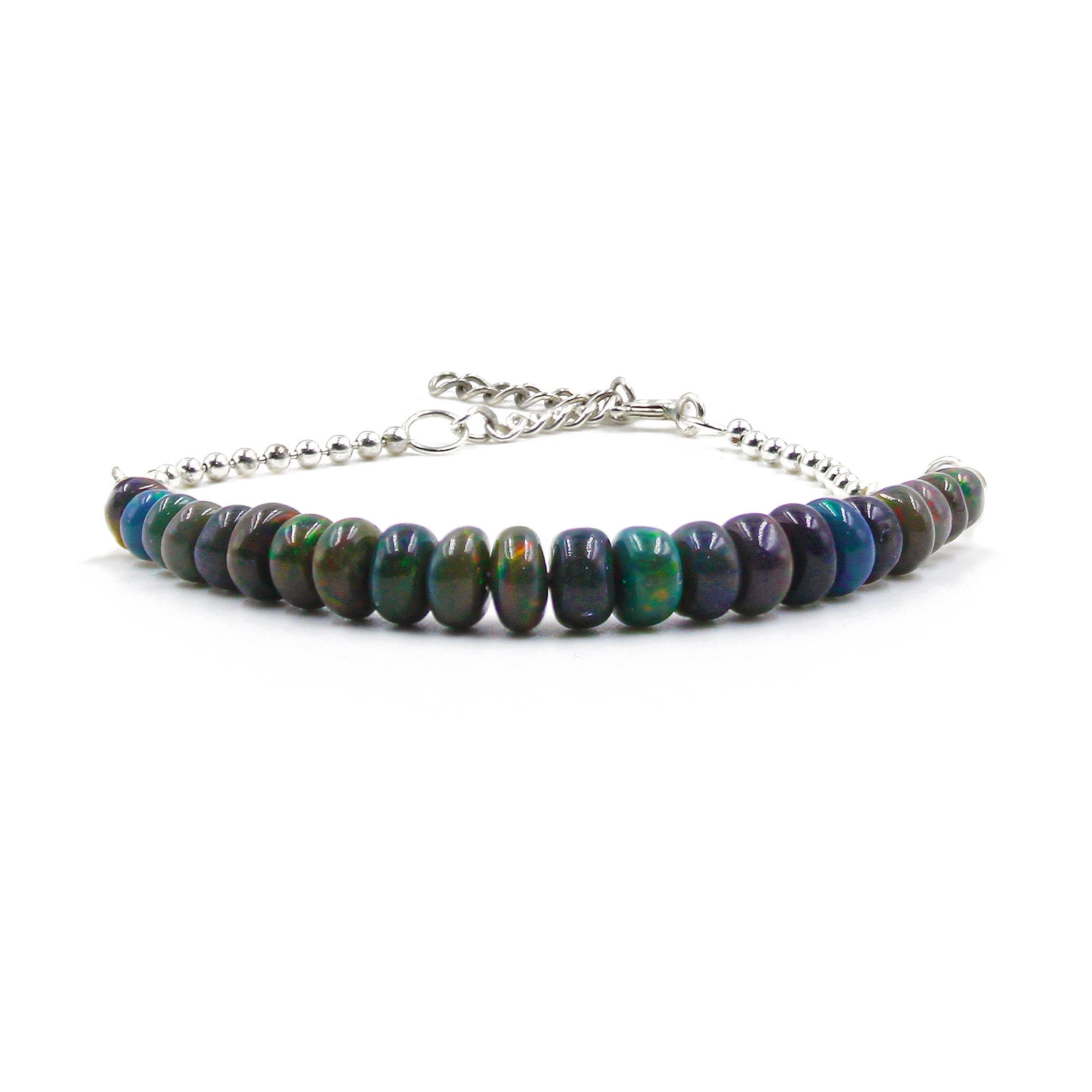 Tibetan Silver Black Opal 925 Sterling Silver Strand Bracelet Elegant ...