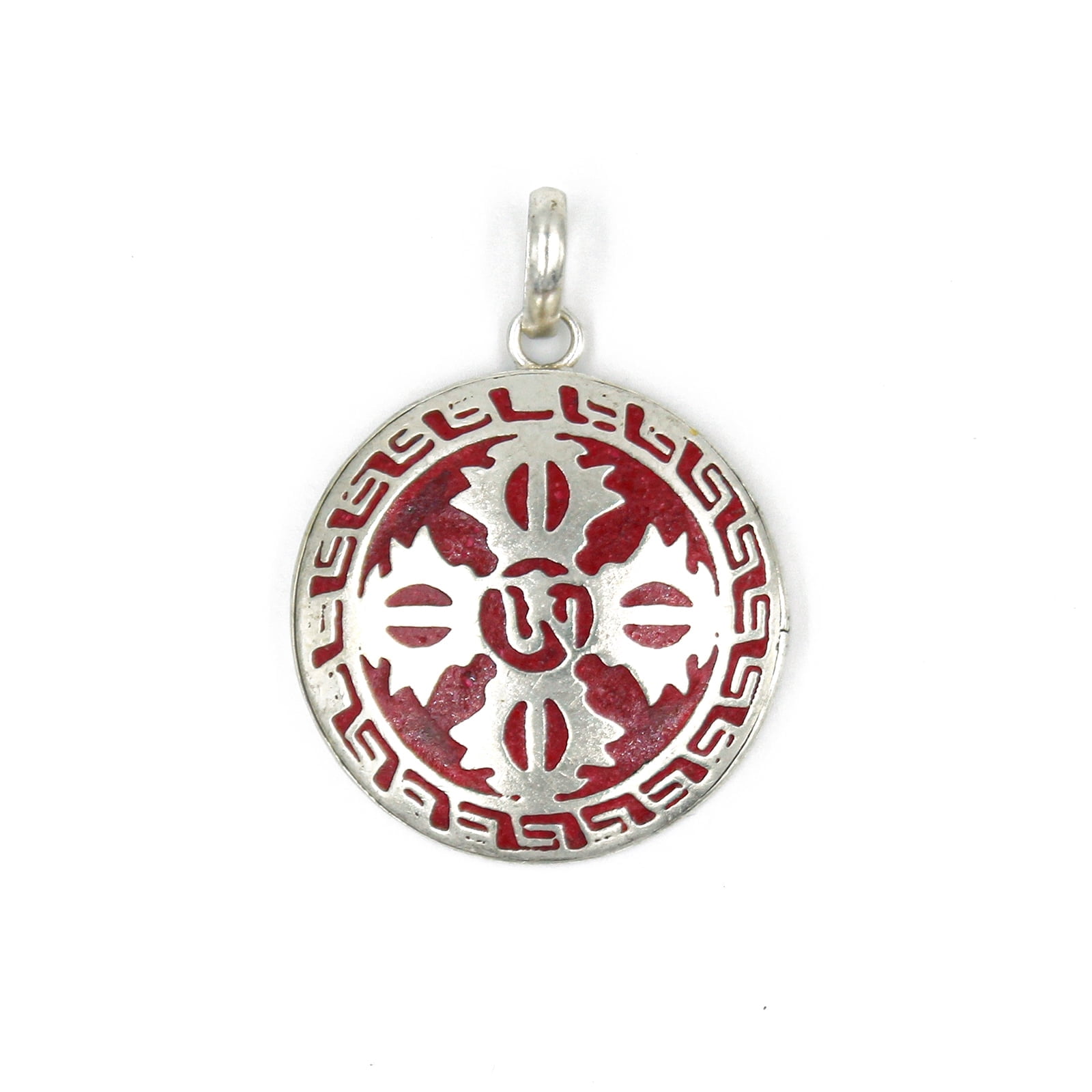 Tibetan Silver Handmade Double Dorje Pendant Necklace with Coral – Boho ...