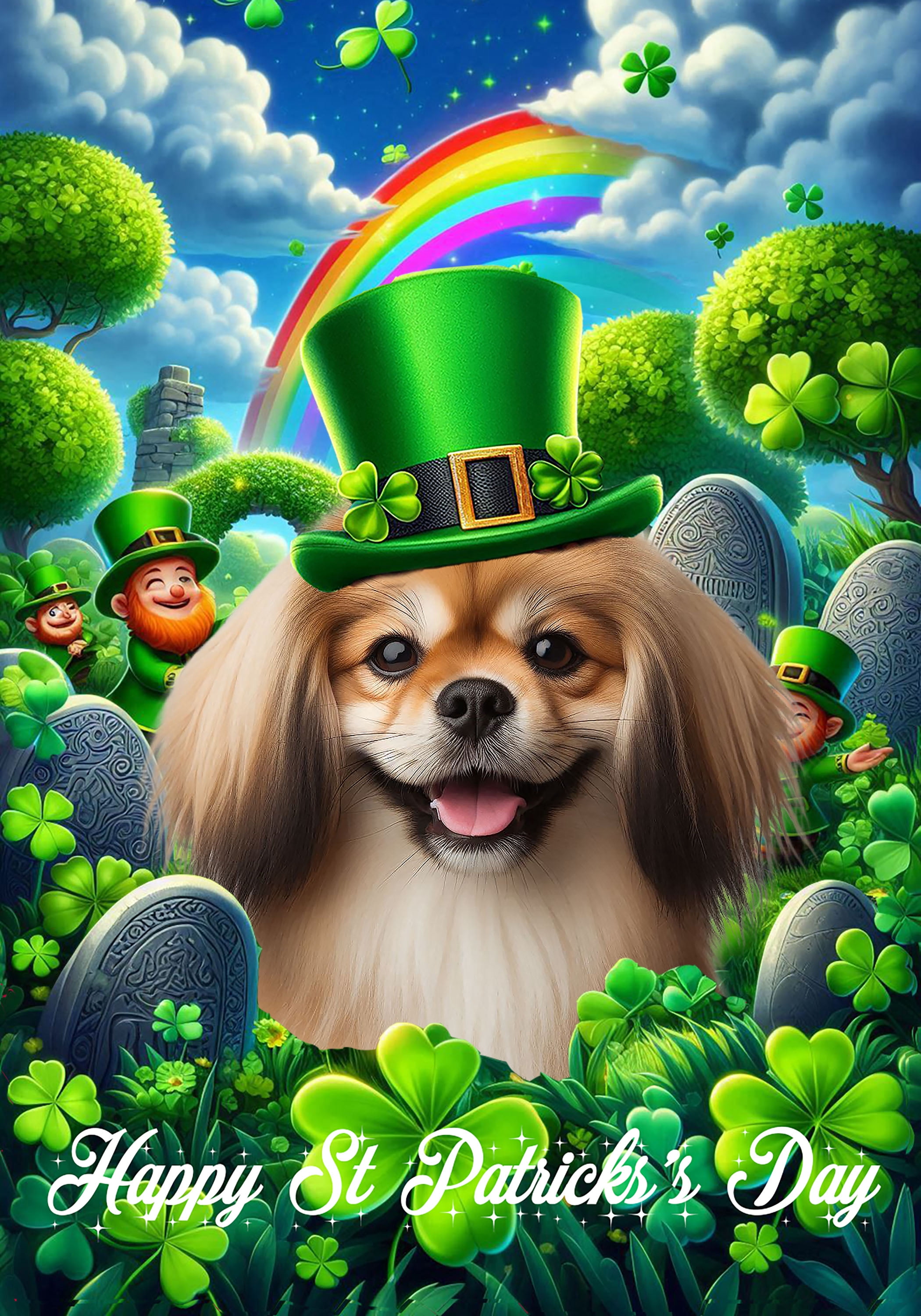 Tibetan Spaniel Fawn - Best of Breed Saint Patricks Day Outdoor House ...