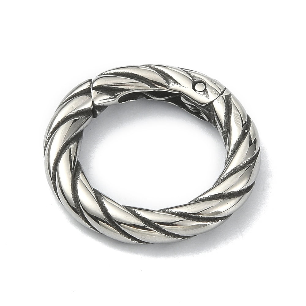 Tibetan Style 316 Surgical Stainless Steel Spring Gate Rings Twist ...