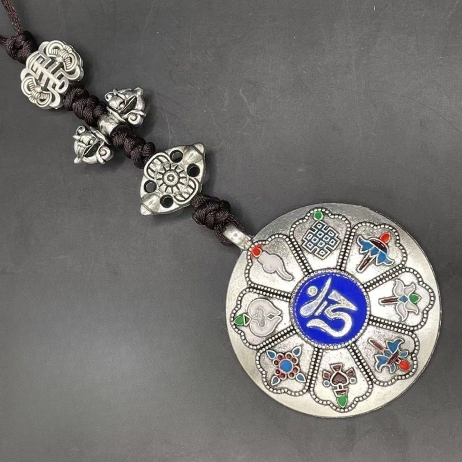 Tibetan Style Eight Auspicious Symbols Card Painted Nine Palaces Bagua ...