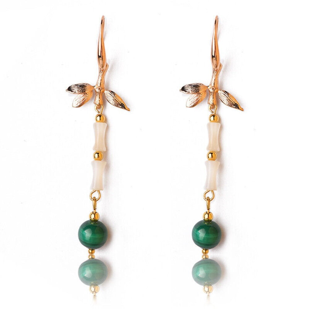 Tibetan Style Fashion Earbob Earrings Chinese Malachite/Conch Bamboo ...