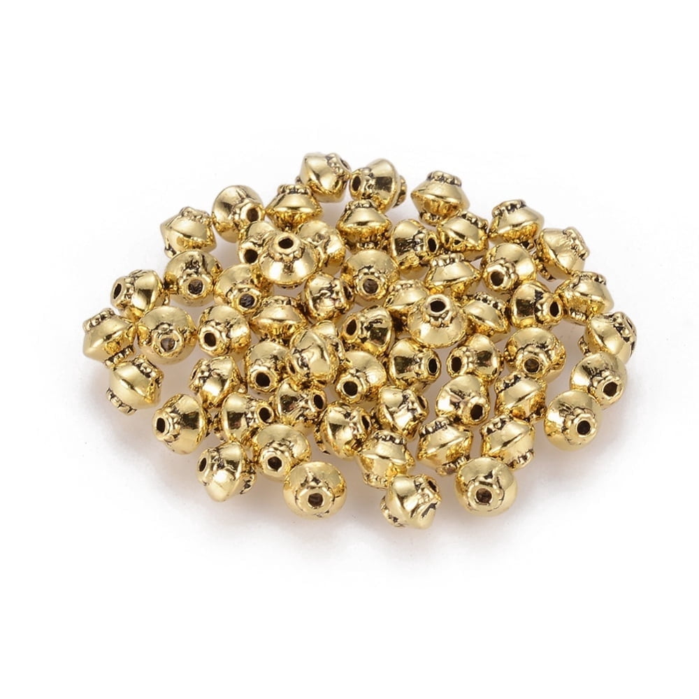 Tibetan Style Spacer Beads Bicone Antique Golden Color Lead Free ...