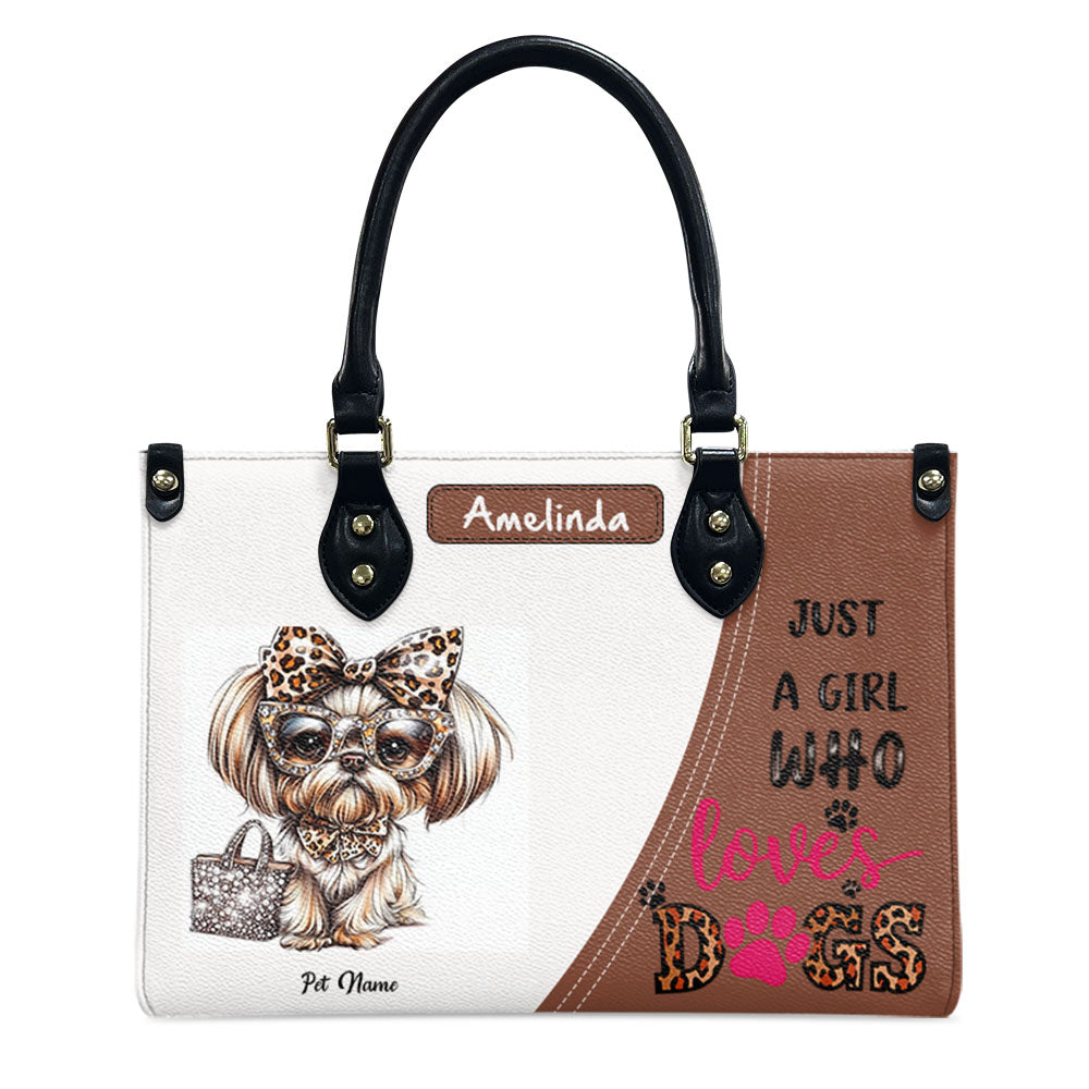 Tibetan Terrier Dog Bag, Personalized Leather Handbags For Women ...