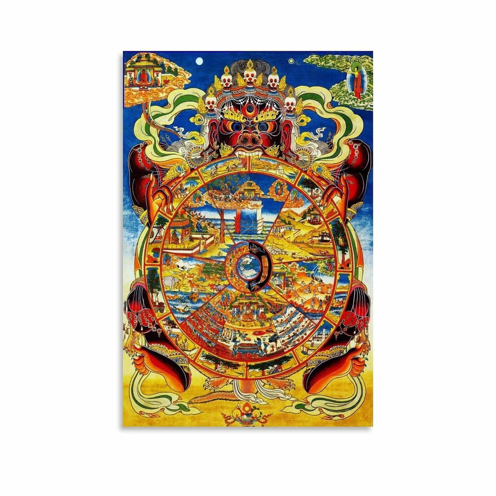 Tibetan Thangka Bhavachakra Wheel of Lifes Vintage Posters (3) Canvas ...