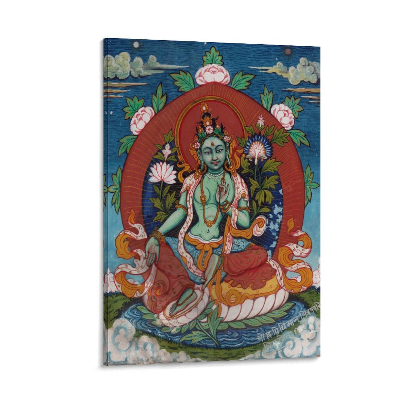 Tibetan Thangka Green Tara Poster Print Photo Art Painting Canvas ...