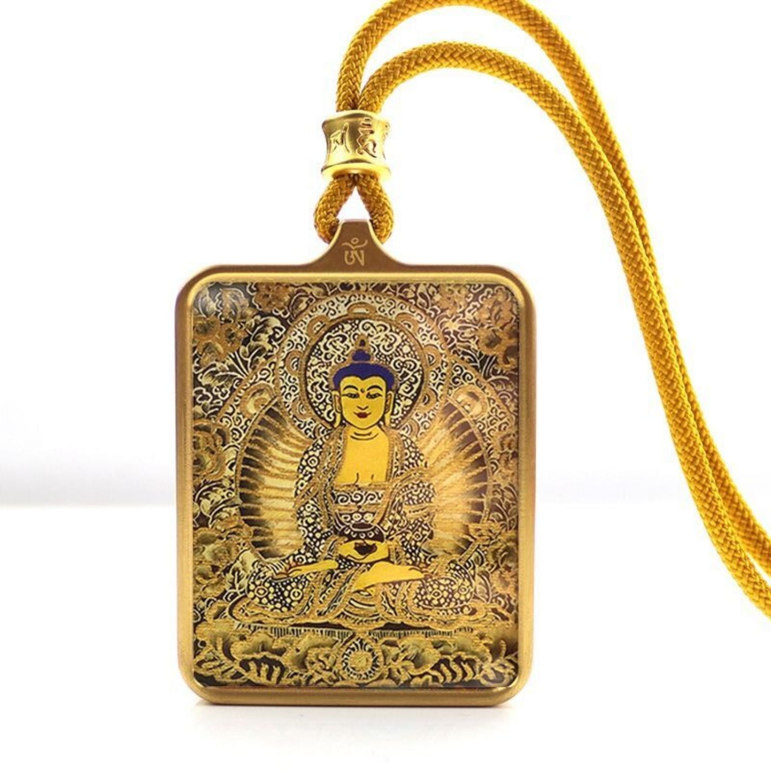 Tibetan Thangka Pendant Hand Painted Zakiram Wealth God Amulet Necklace ...