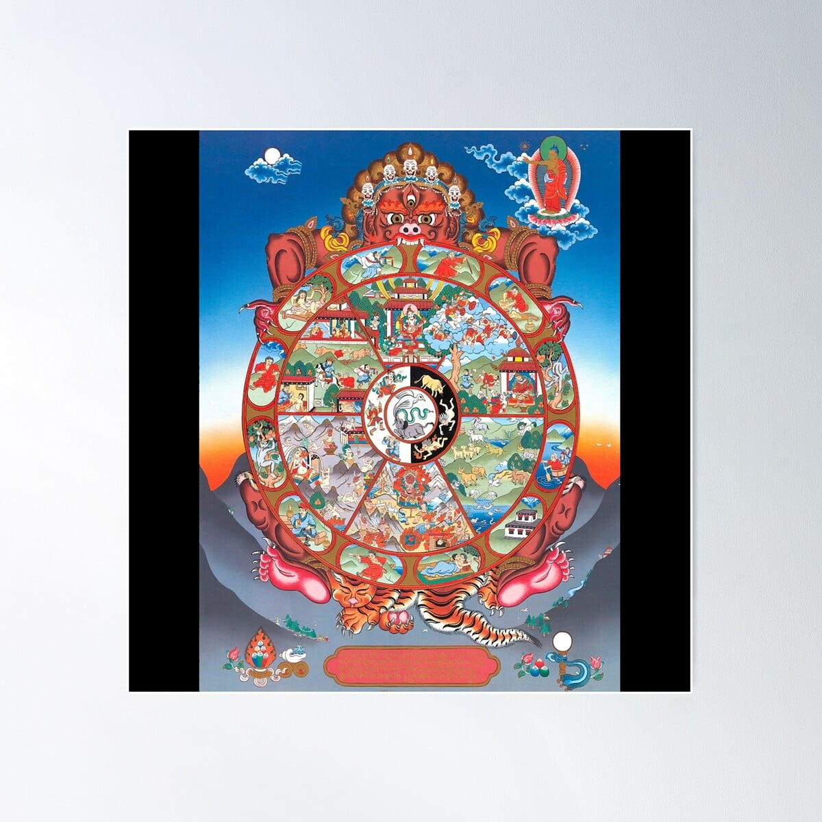 Tibetan Thangka, Samsara Mandala, Buddhist Wheel Of Life Poster Wall ...