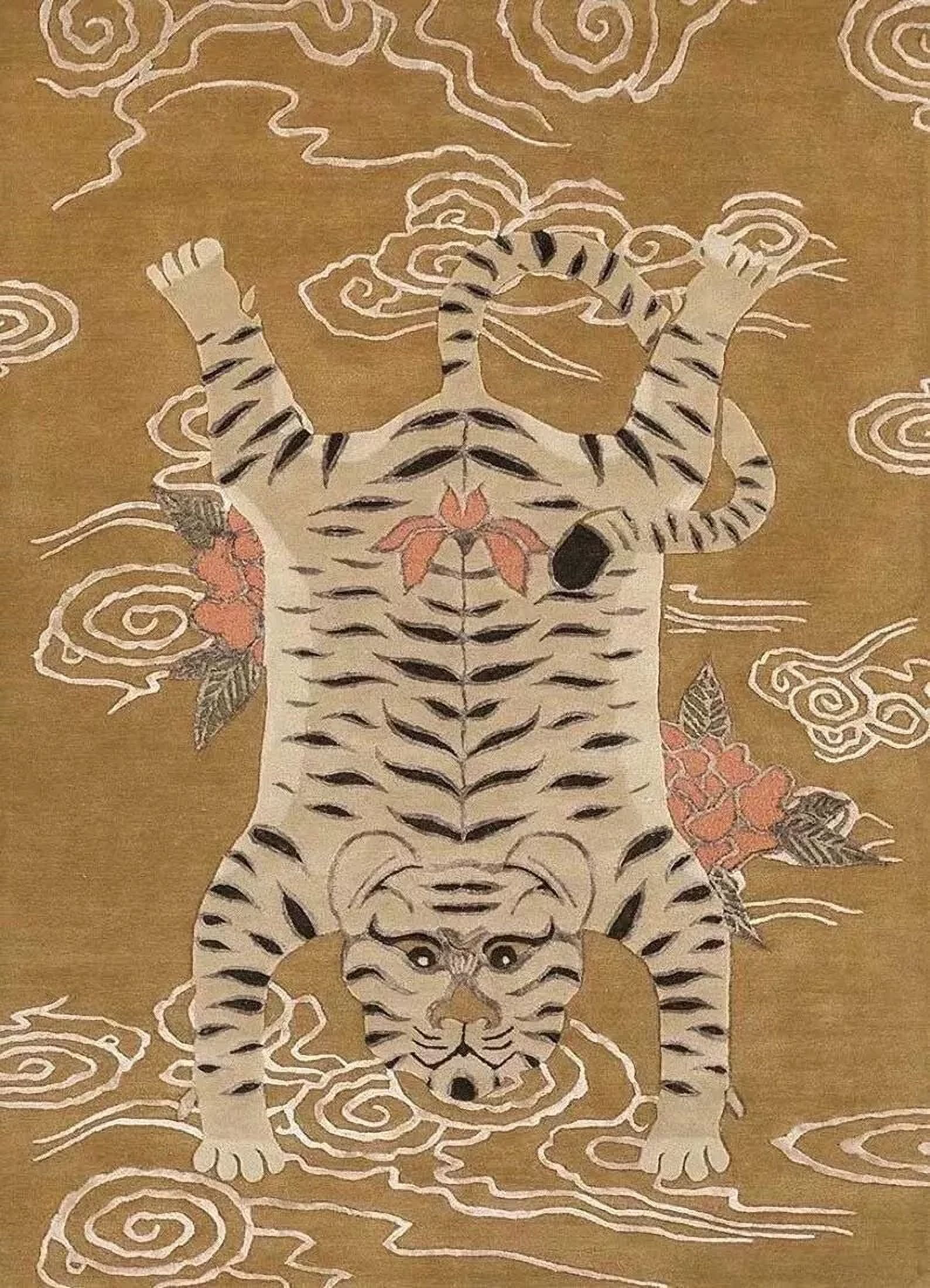 Tibetan Tiger Handmade Tufted Area Rug Brown 100% Woolen Carpet For ...