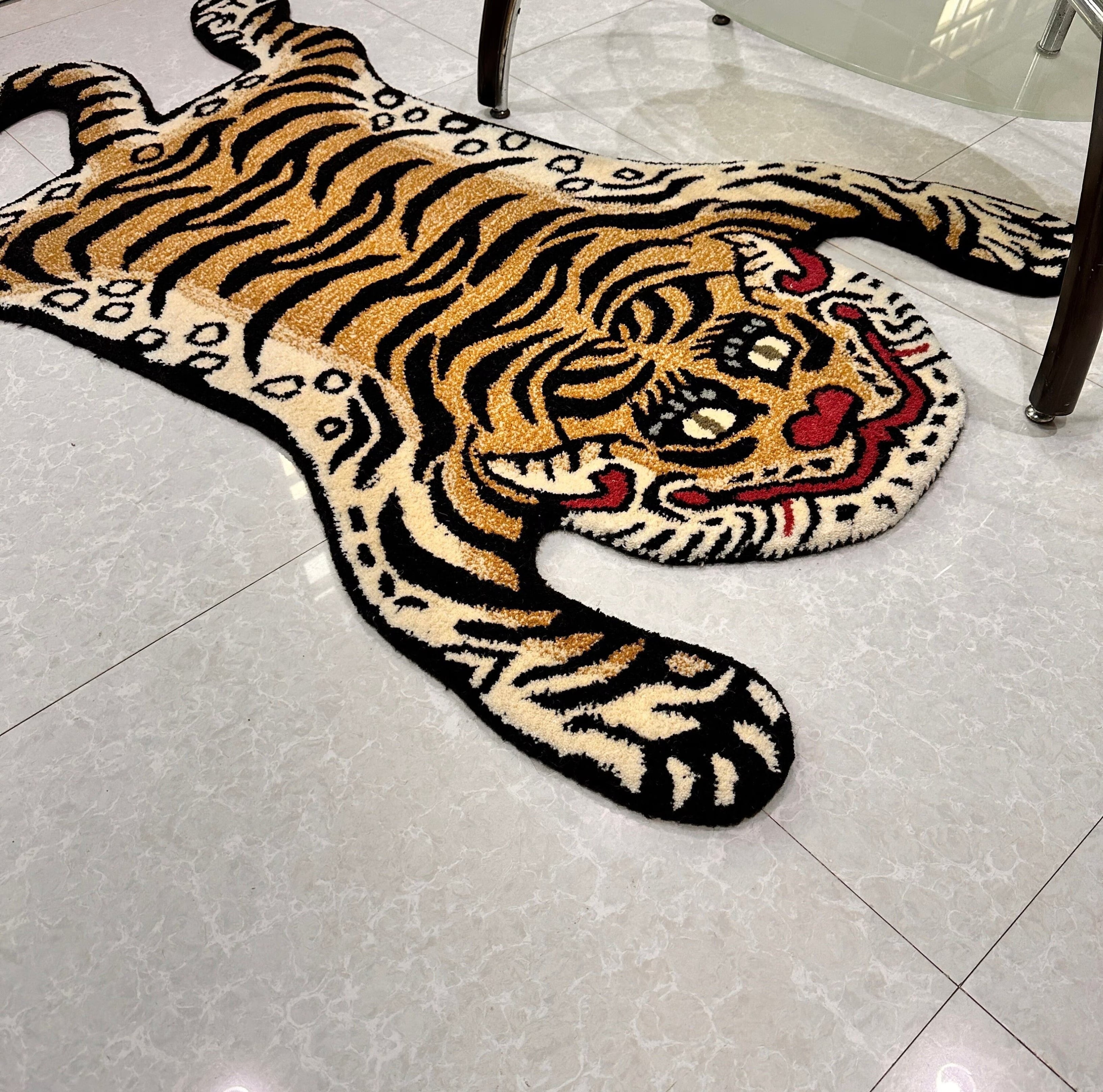 Hand-Tufted Tibetan Tiger Wool with Cotton Backing Rug, 2x3 ft Unique ...