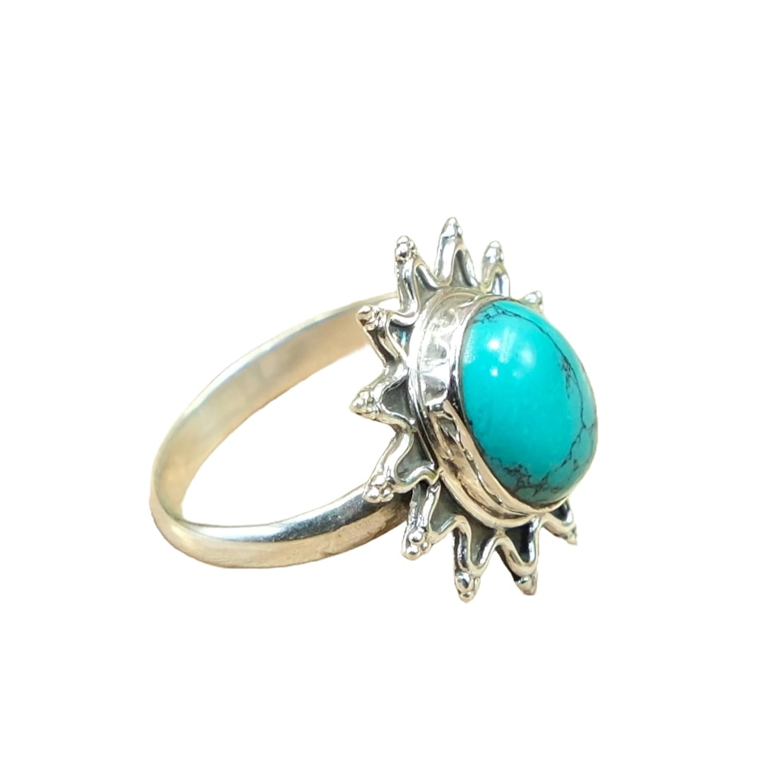 Tibetan Turquoise Gemstone 925 Sterling Silver Handmade Statement Ring ...