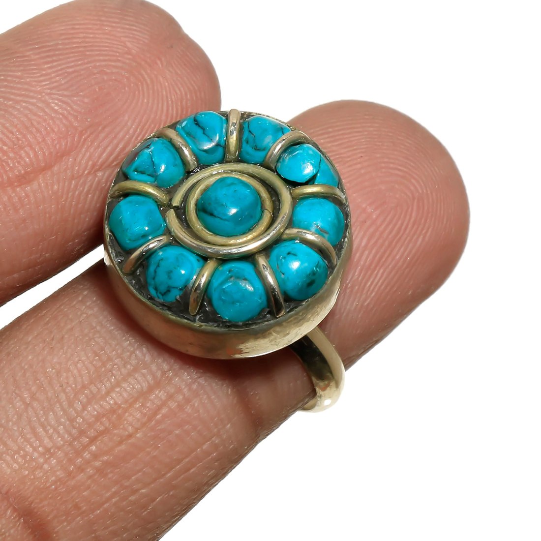 Tibetan Turquoise Handmade Ethnic Tribal Adjustable Jewelry Ring Nepali ...