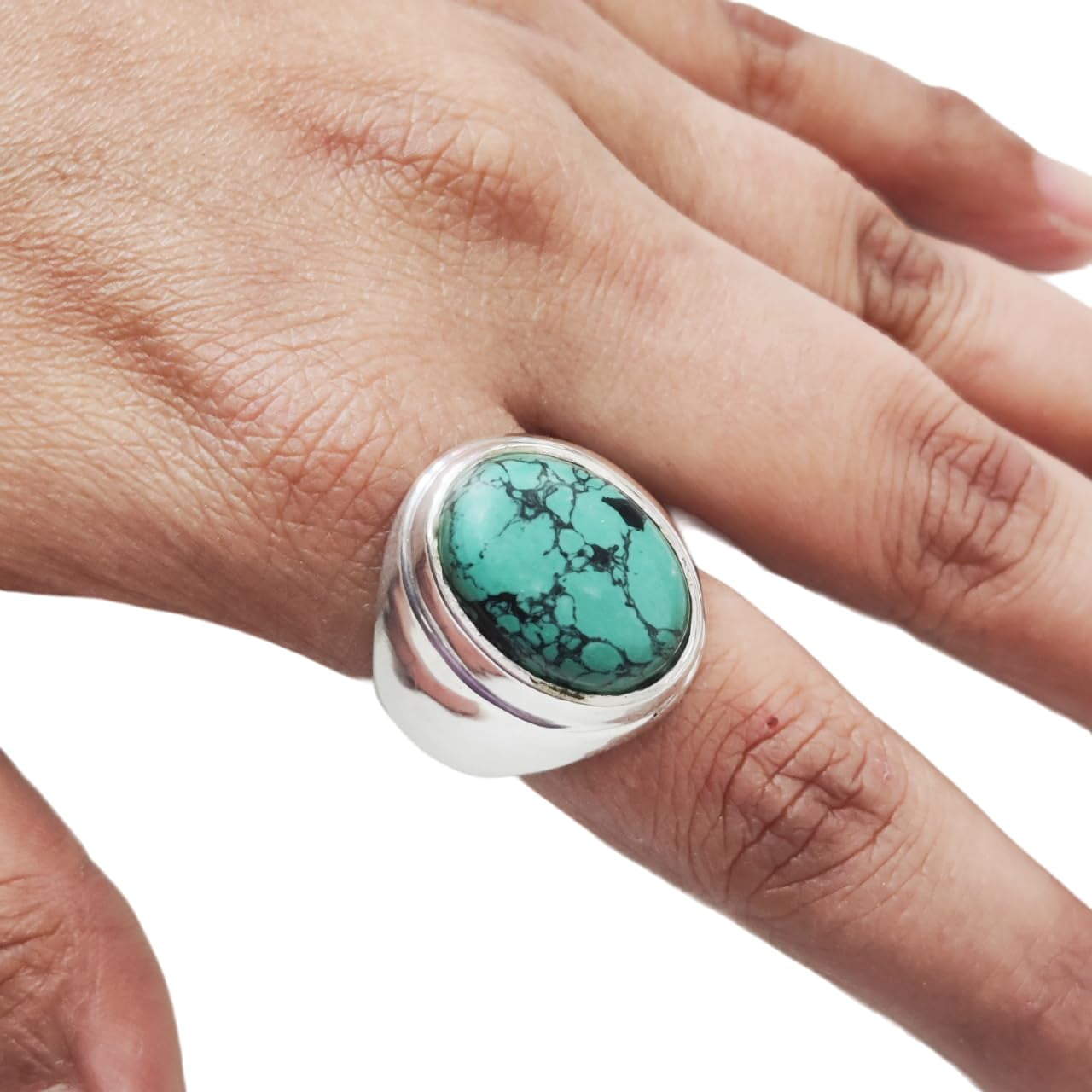 Tibetan Turquoise Mans Ring, Natural Tibetan Turquoise Ring, December ...