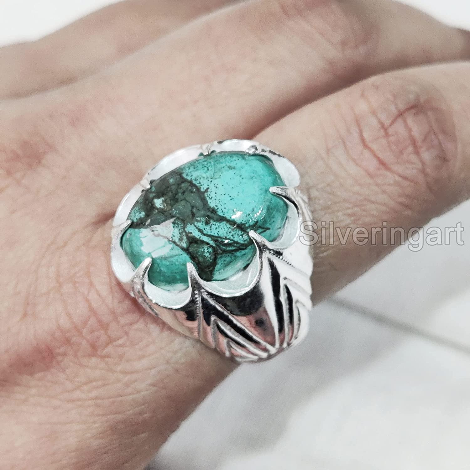 Tibetan Turquoise Ring, Silver Jewelry, 925 Silver Ring, Father's Day ...