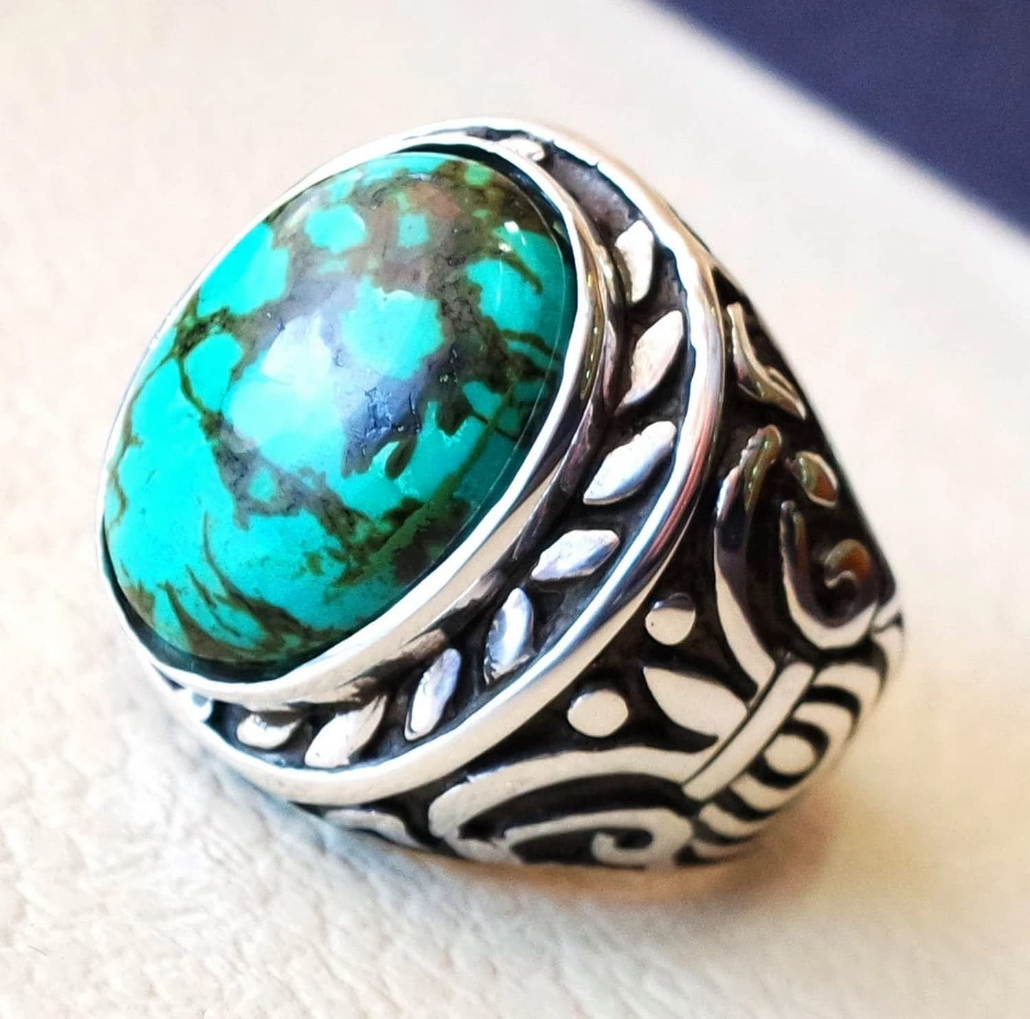 Tibetan Turquoise Ring, Silver Jewelry, 925 Silver Ring, Father's Day ...