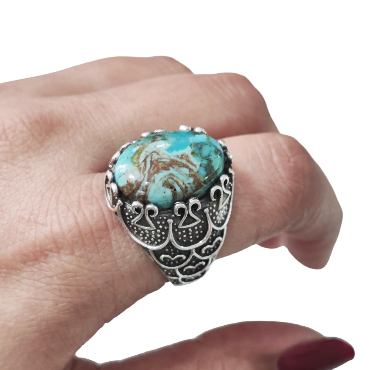 Tibetan Turquoise Ring, Silver Jewelry, 925 Silver Ring, Father's Day ...