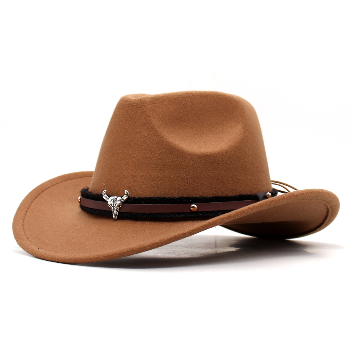 Tibetan Wool Felt Cowboy Hat with Curved Brim, UPF 30+ Sun Protection ...