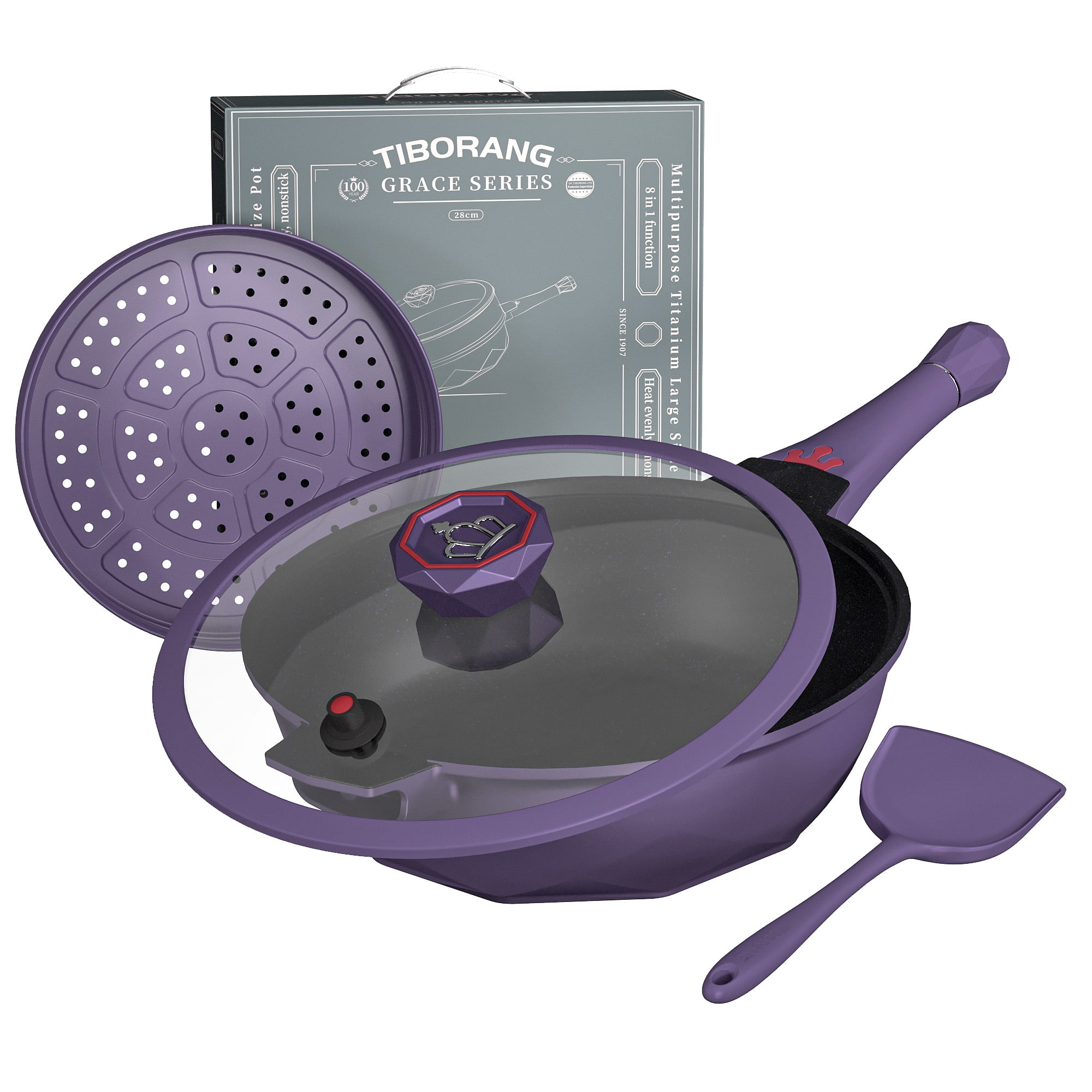 Tiborang 8-In-1 Nonstick Frying Pan, Large 5.5 Quart Pot Deep Multi ...