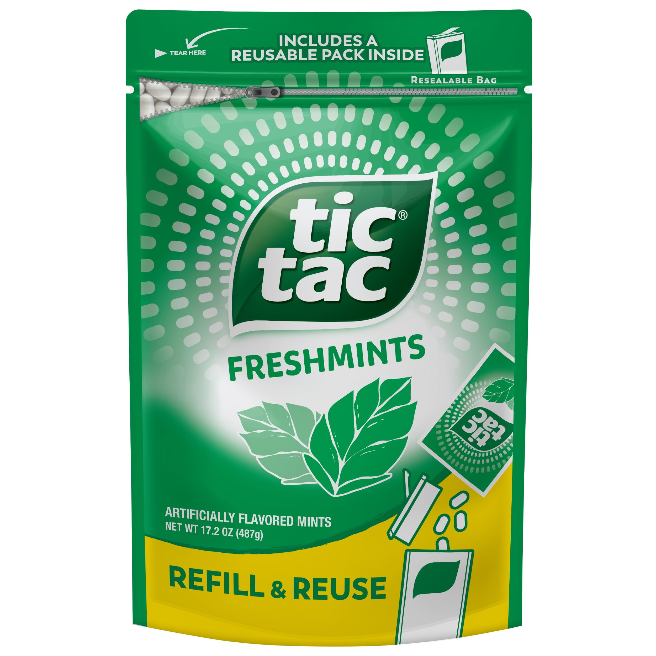 Tic Tac Bulk Resealable Refill MDA05 Bag, Freshmint Breath Mints, On ...