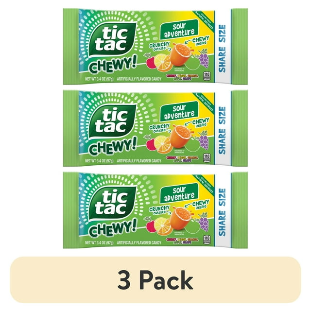 (3 pack) TIC TAC CHEWY! Sour Adventure Candy, Sour Candy, 3.4 oz ...