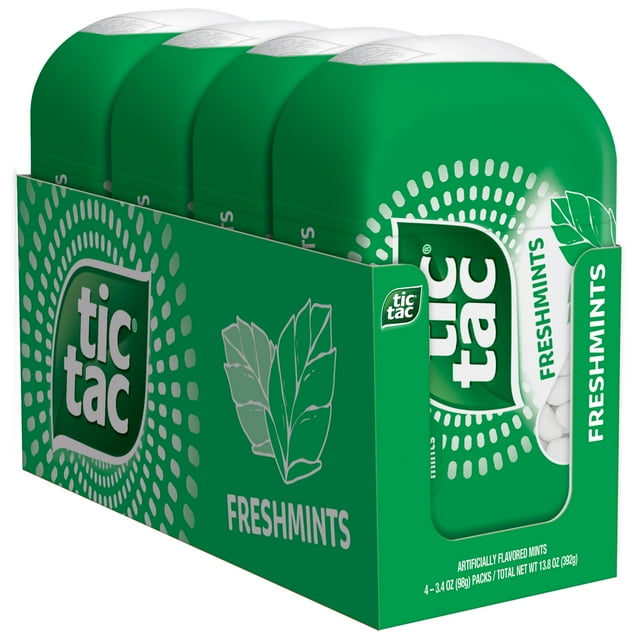 Tic Tac Freshmint Breath Mints, 4 Count, On-The-Go Refreshment Bottle ...