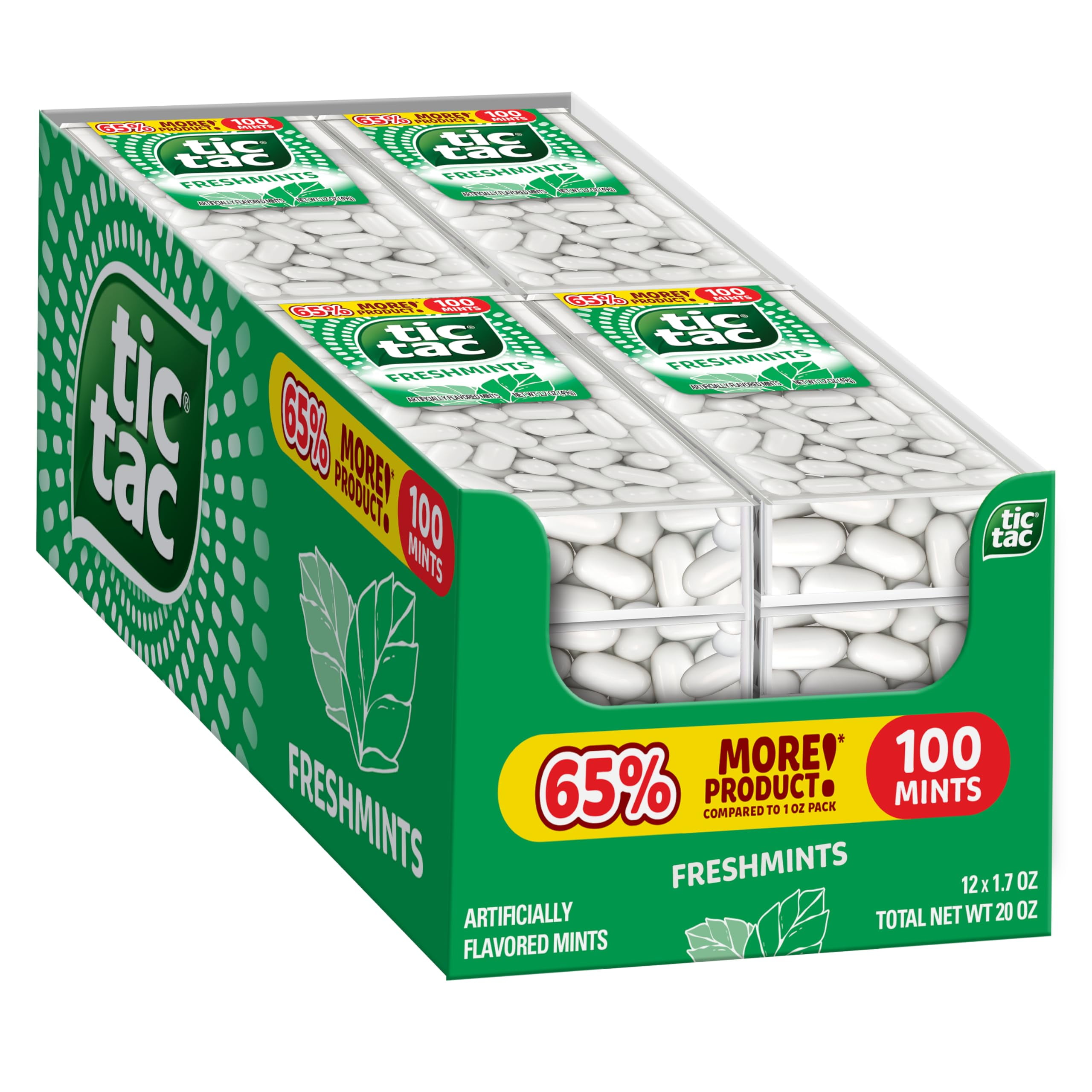 Tic Tac Freshmint Breath Mints Bulk 12 Pack On The Go Refreshment 1.7 Oz Each