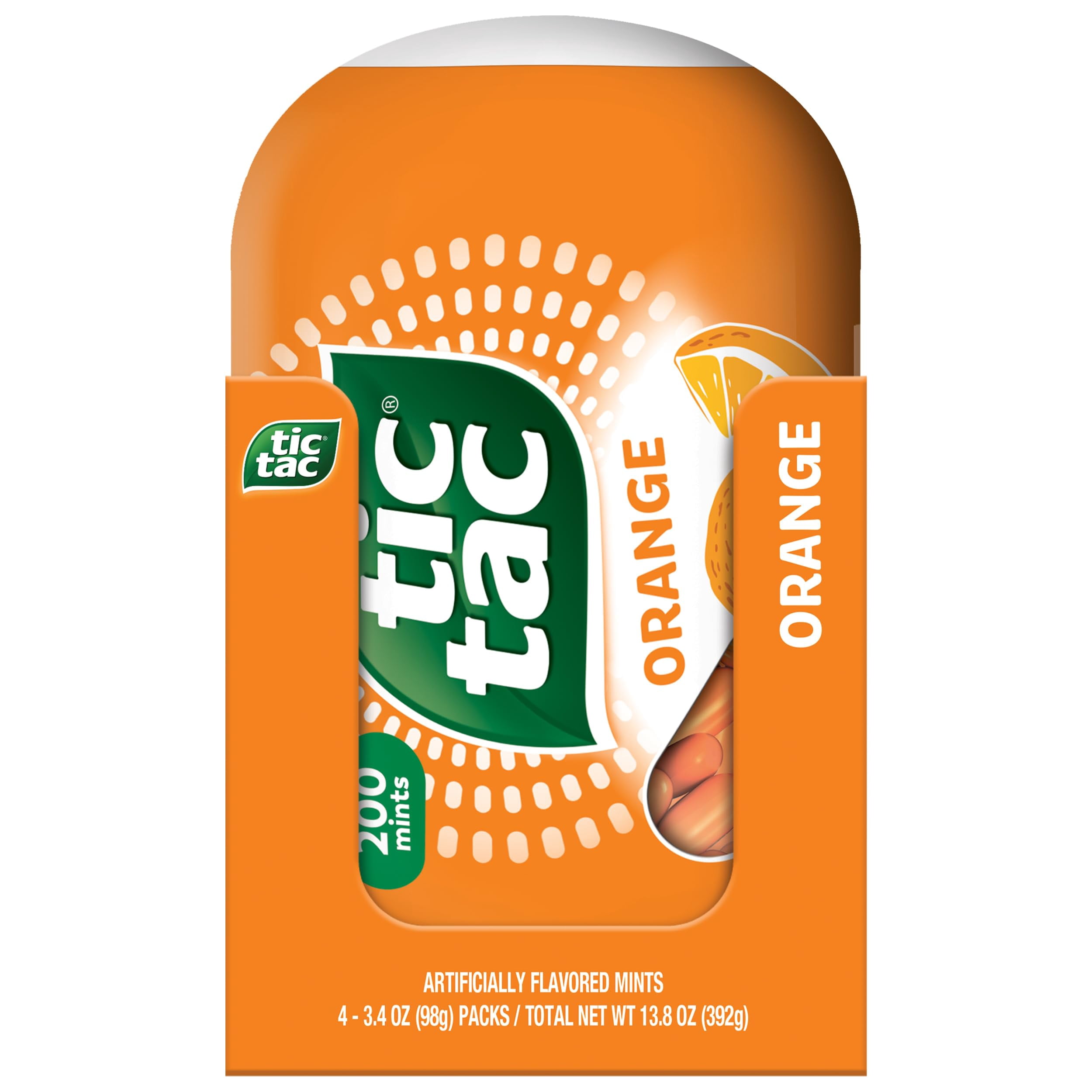 Tic Tac Orange Flavored SAF21 Mints, 4 Bottle Packs, On-The-Go ...