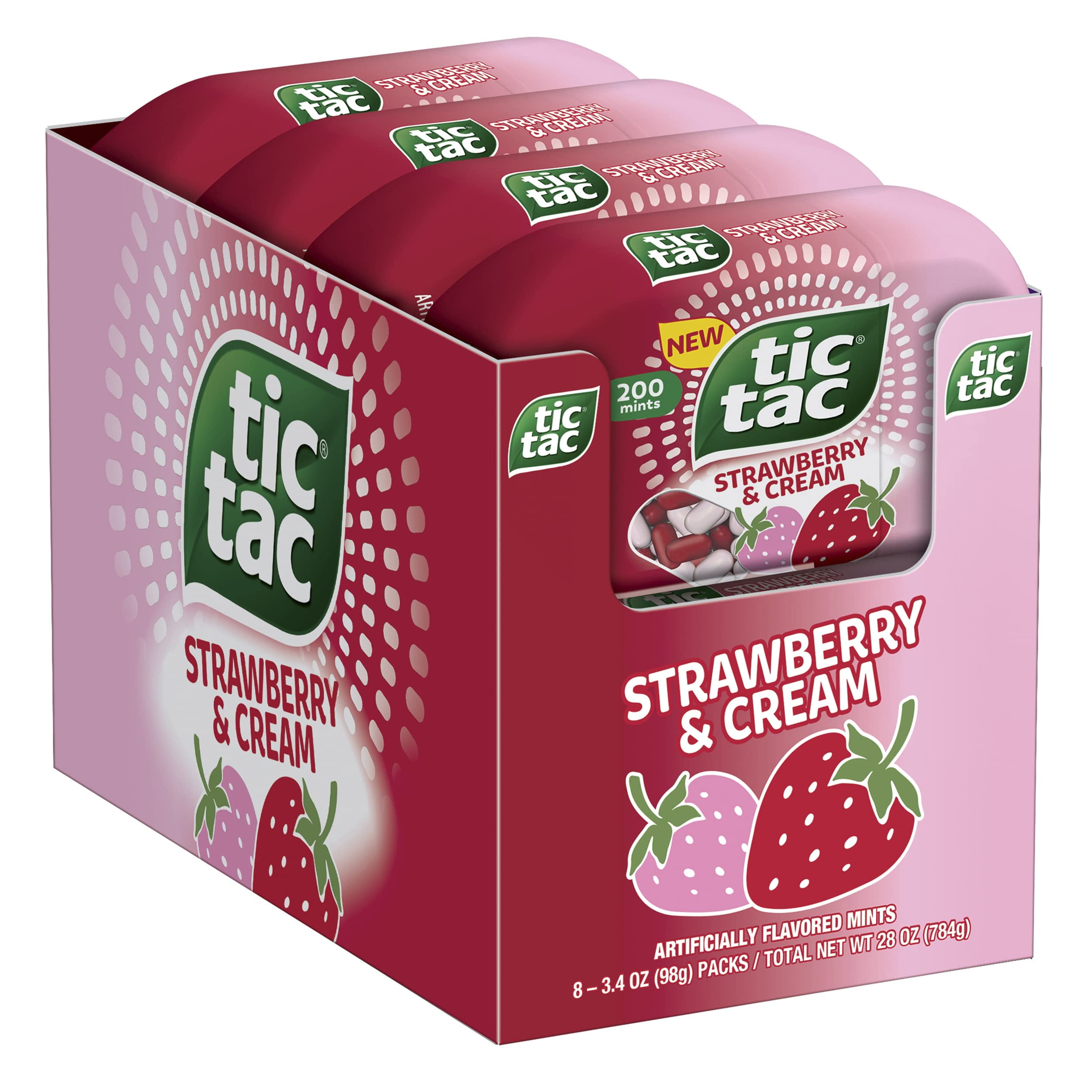Tic Tac Strawberry & Cream Flavored Mints, Bulk 8 Pack, On-The-Go ...
