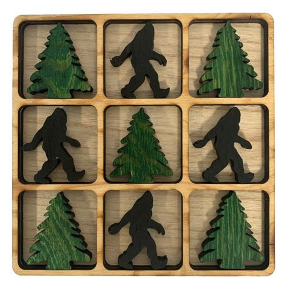 Tic Tac Toe 10 Wood Pieces Plus Board Game Pine Trees and Bigfoot ...