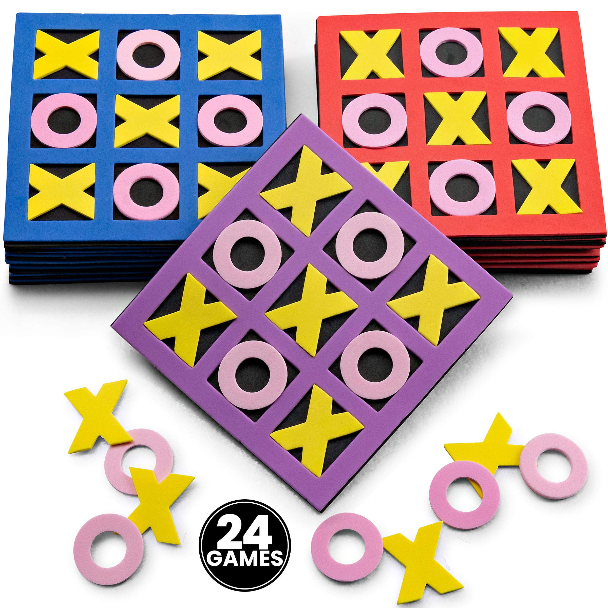 Tic Tac Toe Game (Pack of 24) 5"x5" Foam Tic-Tac-Toe Mini Board Game ...