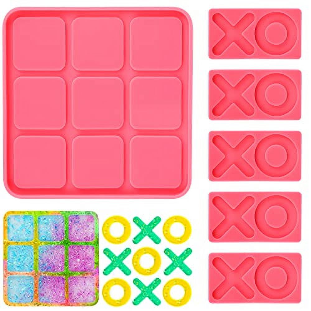 Tic Tac Toe Resin Mold with 4 Chess Pieces Molds X O Board Game ...